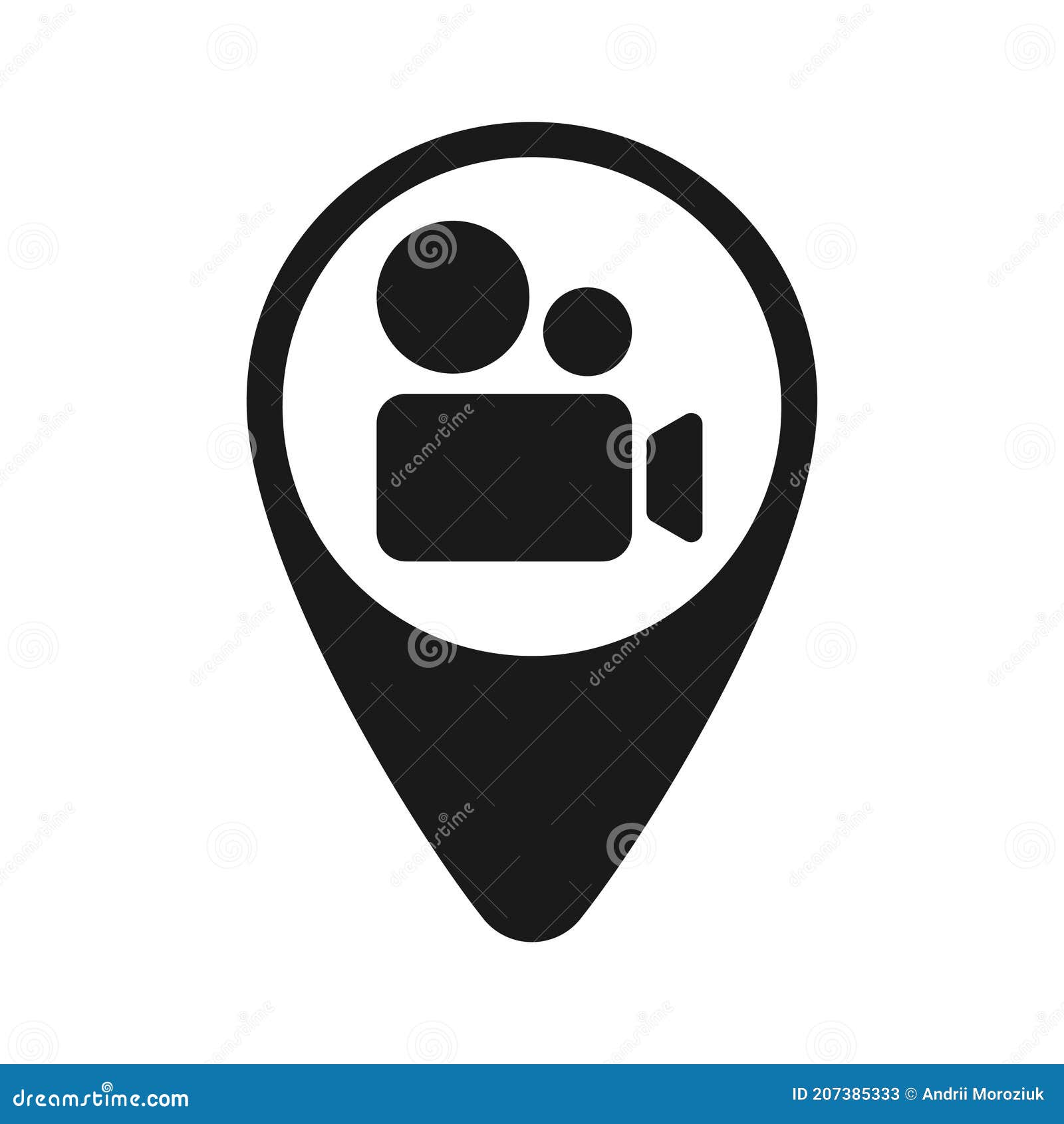 Icon. Black and White Video Camera Icon. Map Label. Illustration Stock ...