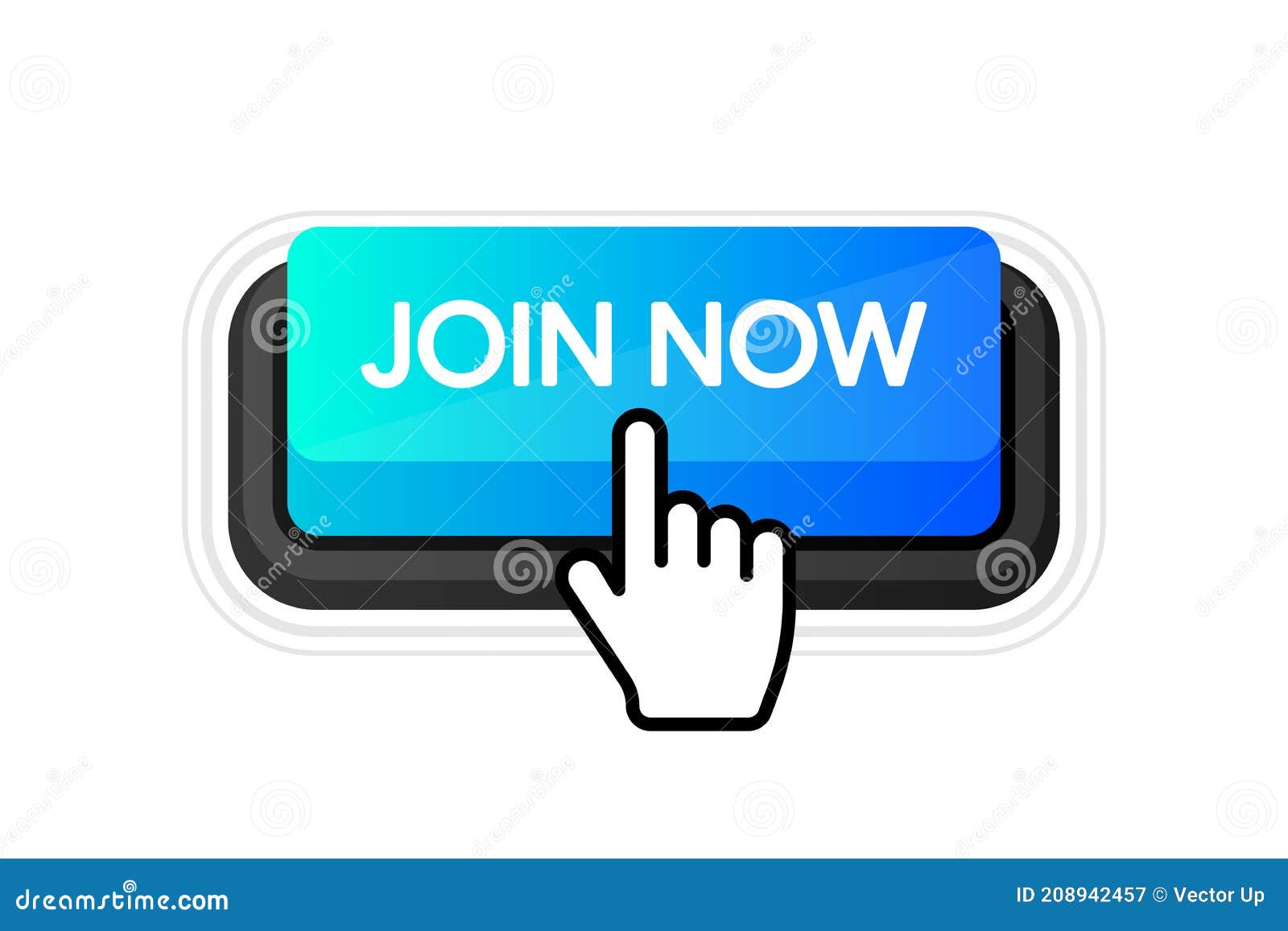 Icon with Blue Join Now 3D Button on White Background for Web Marketing ...