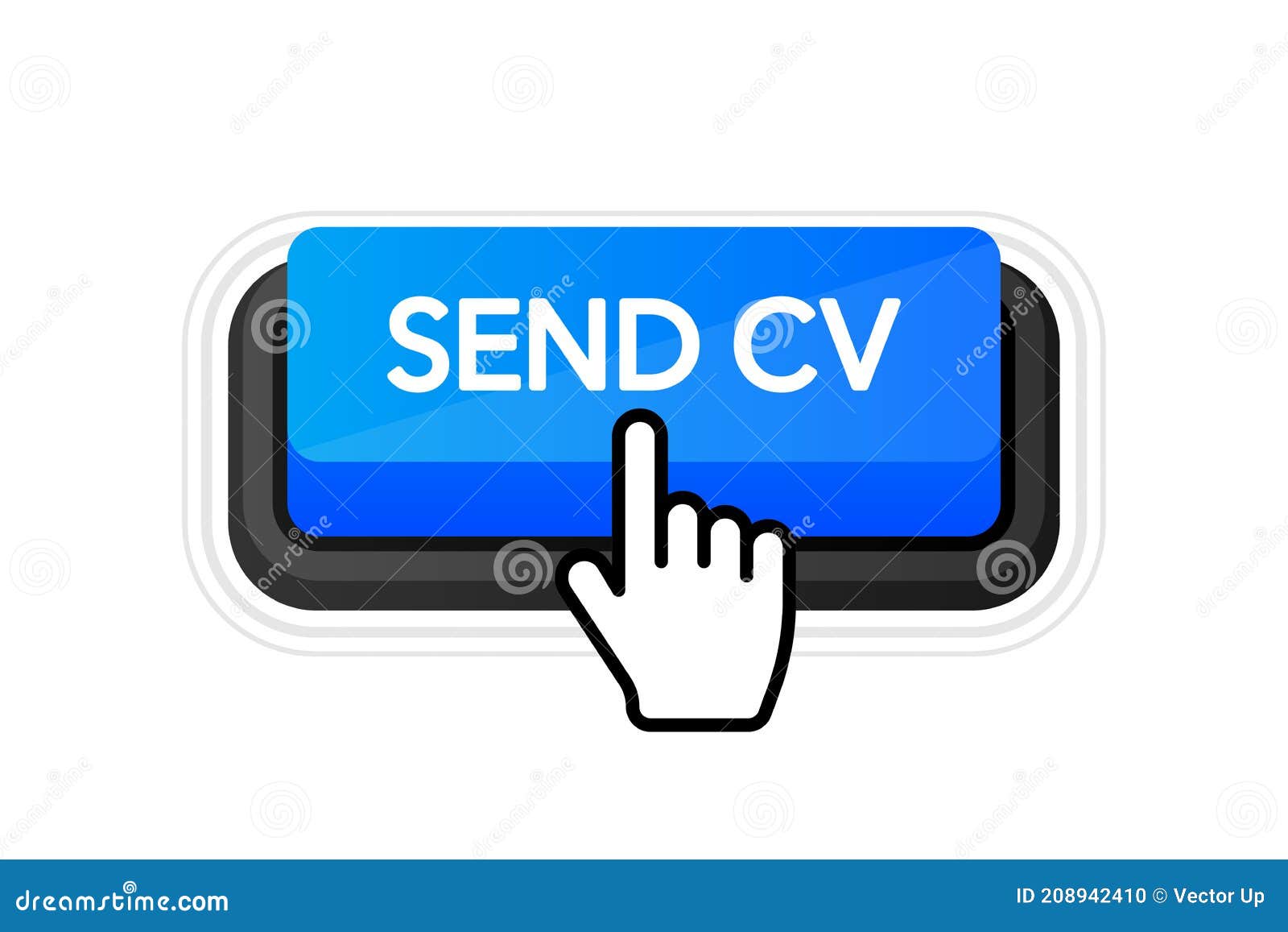 Icon with Blue Send Cv 3D Button on White Background for Web Marketing ...