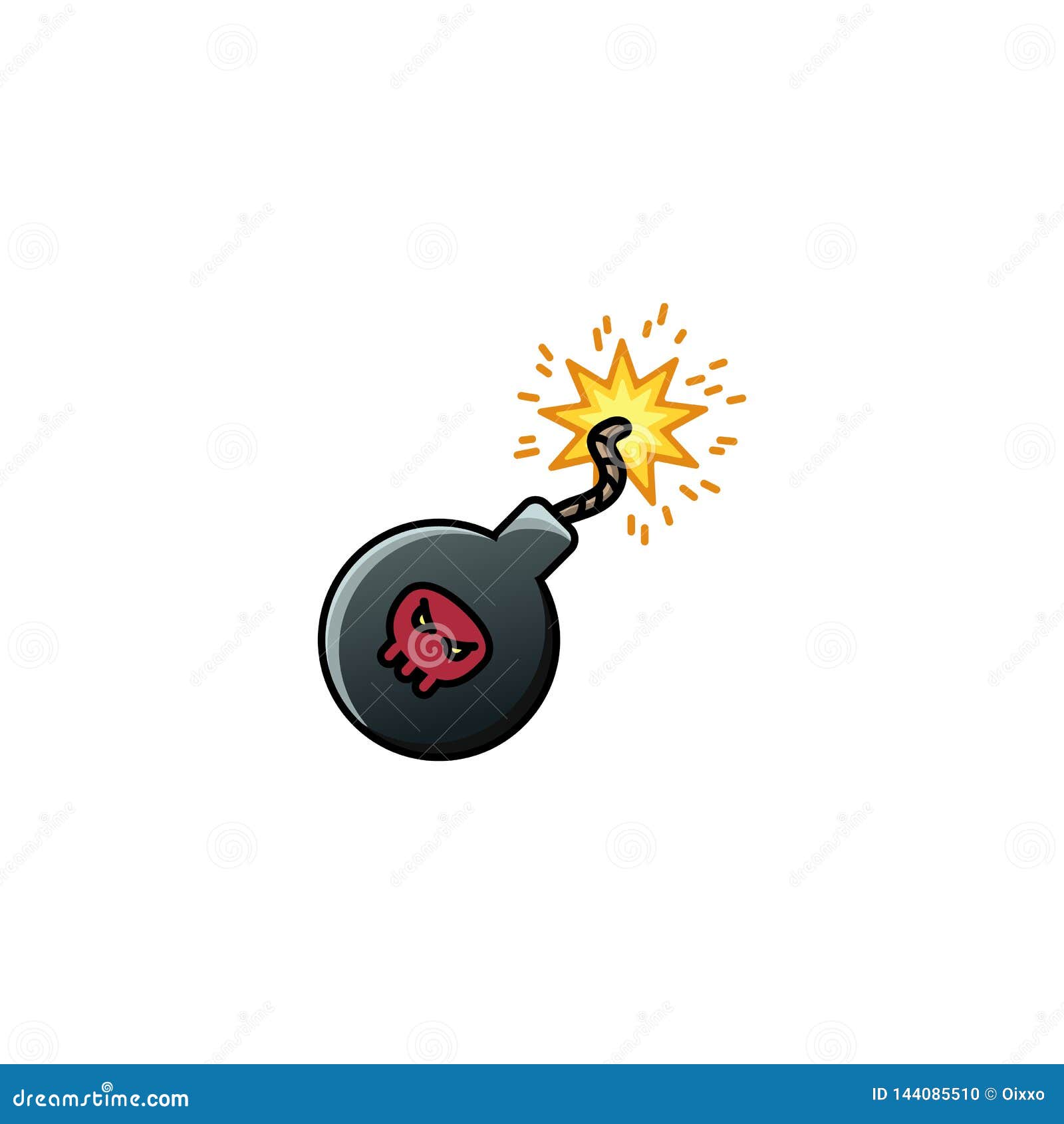 Icon Bomb Attention Red Round Symbol With White Falling Bomb Inside ...