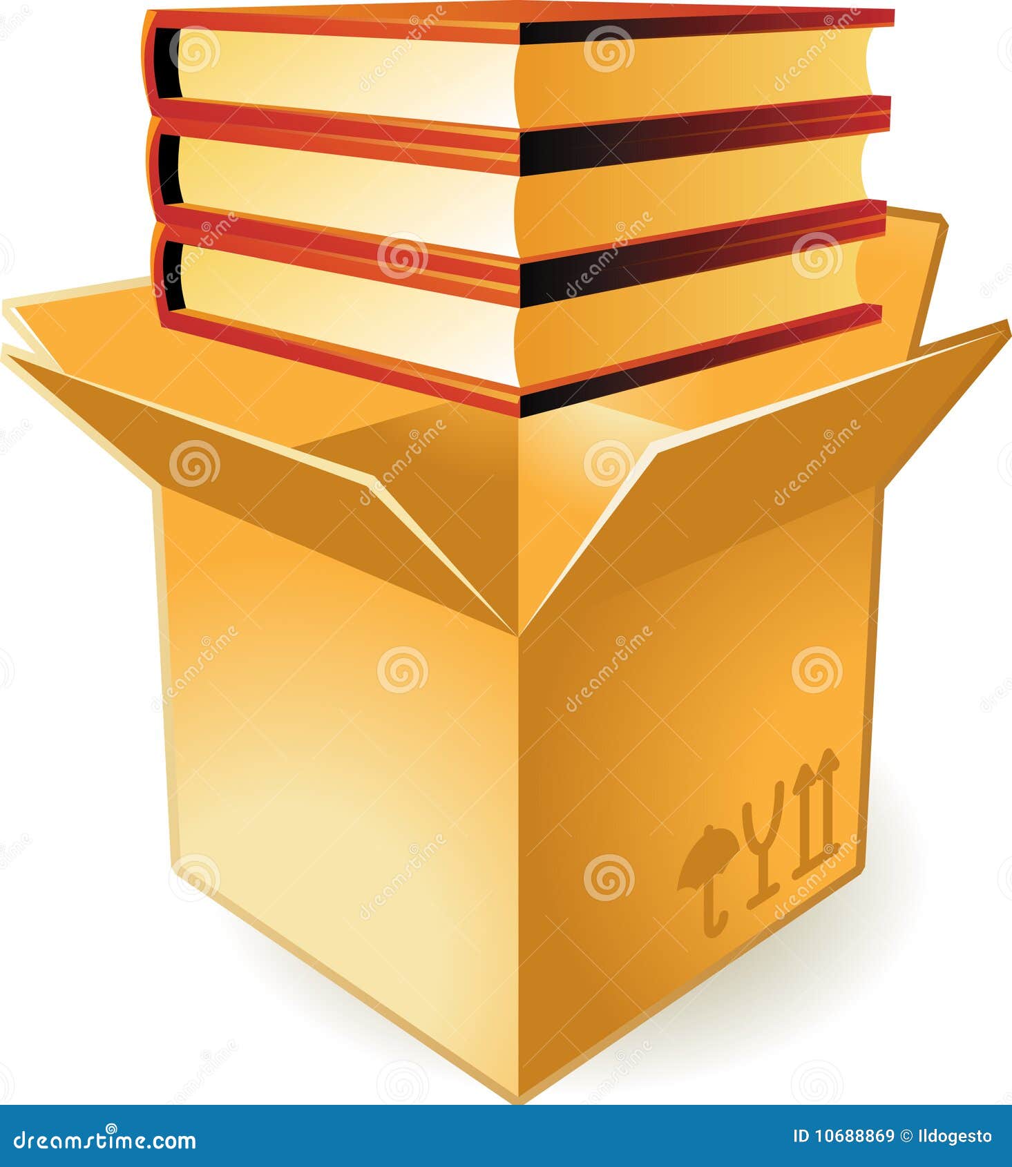Icon of books in box stock vector. Illustration of clip - 10688869