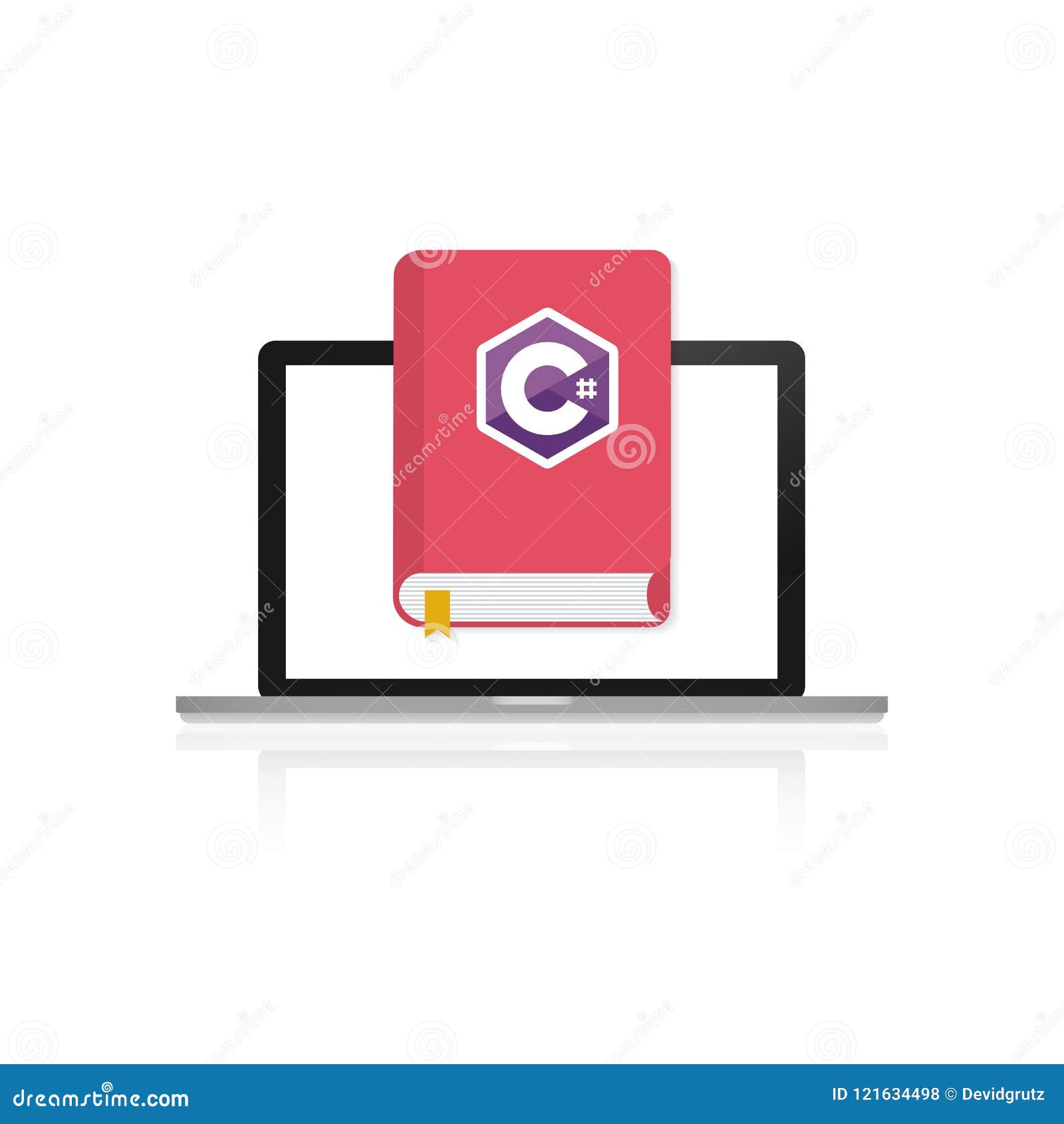 Icon of Books about Programming on Laptop Screen. a Book on the C ...