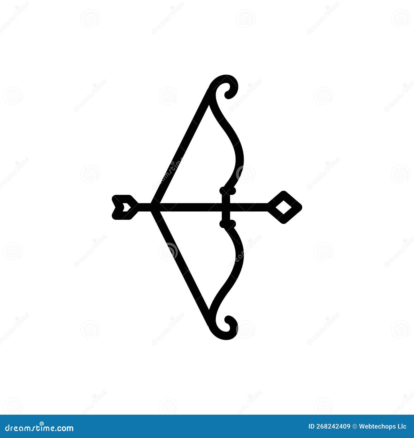 Black Line Icon for Bow, Longbow and Archery Stock Vector ...