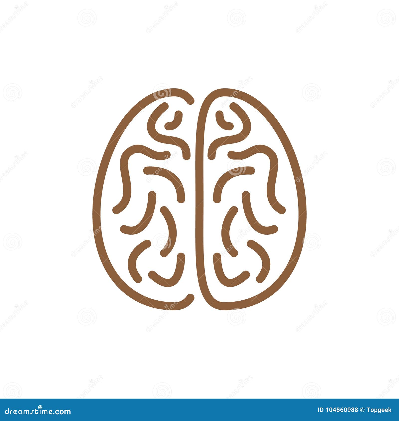 Icon of Brain of Brown Colour Vector Illustration Stock Vector ...