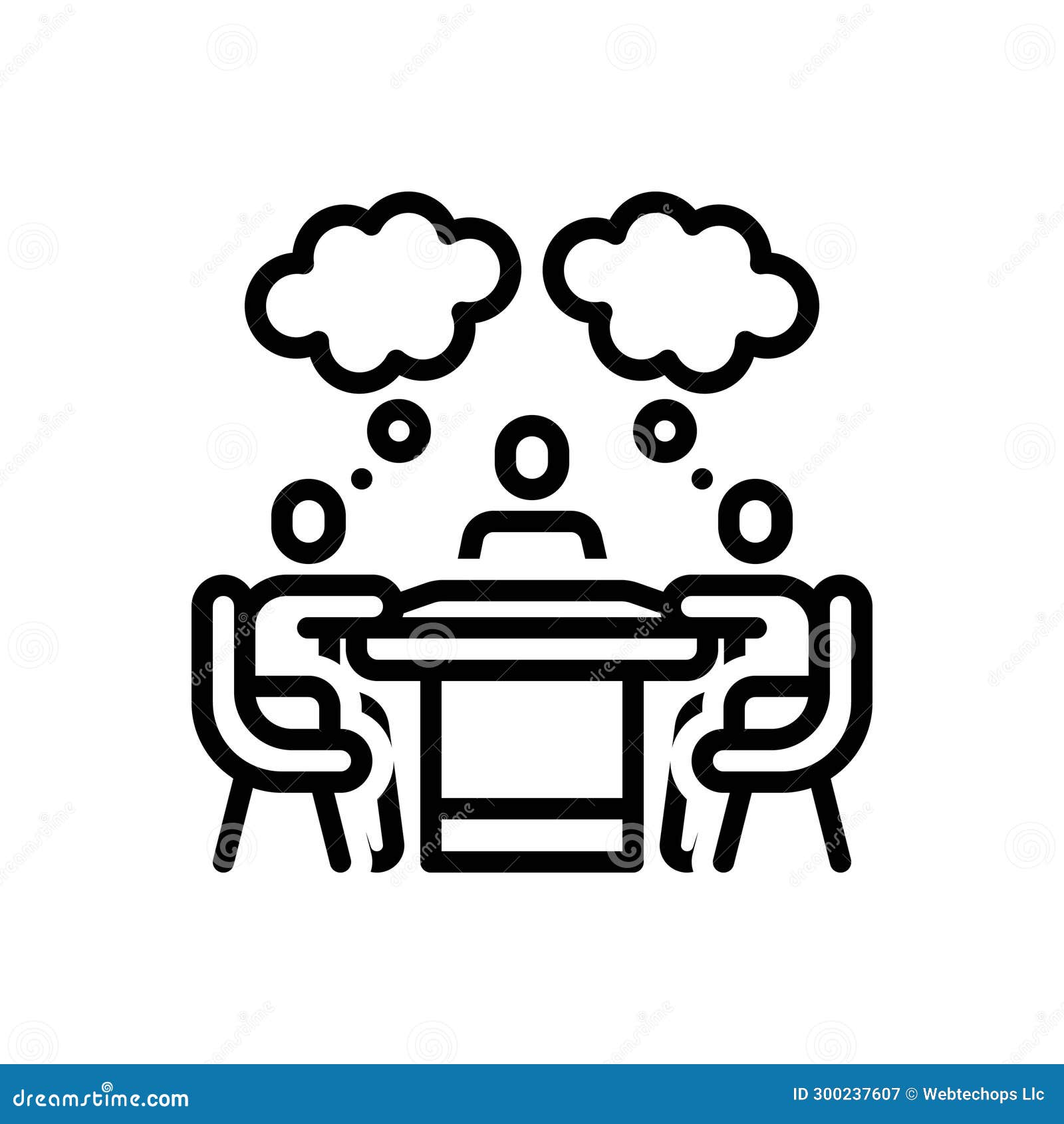 Black Line Icon for Brain Storm, Deliberate and Discussion Stock ...