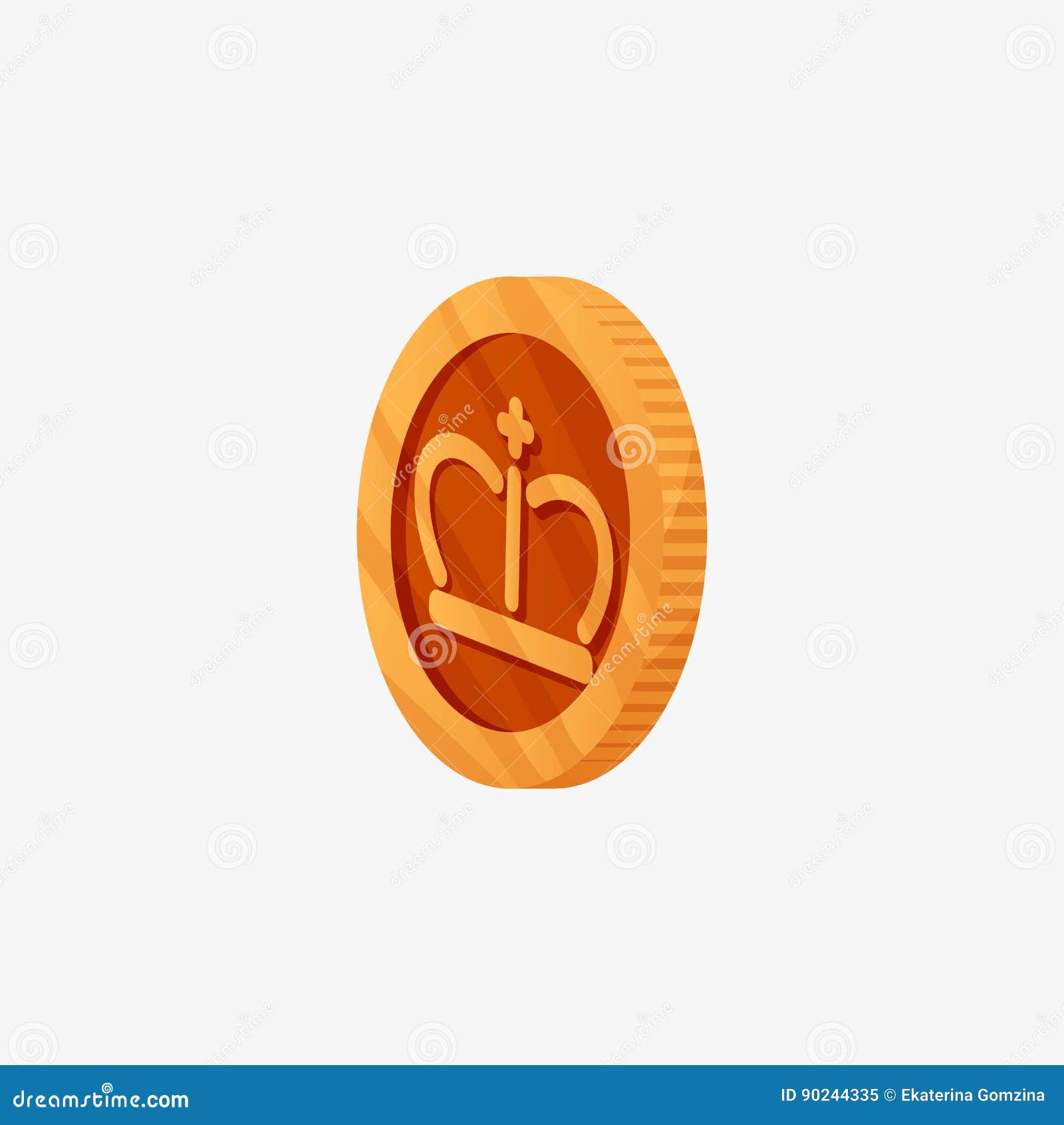 An Icon for Bronze Coin from Side View. 3D Vector Illustration. the ...