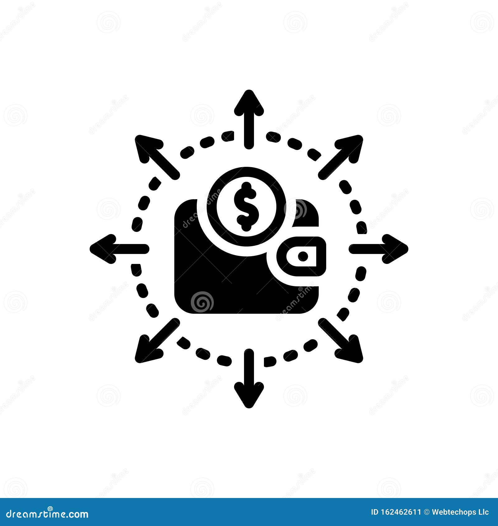 Black Solid Icon for Budget Spending, Budget and Expense Stock Vector ...