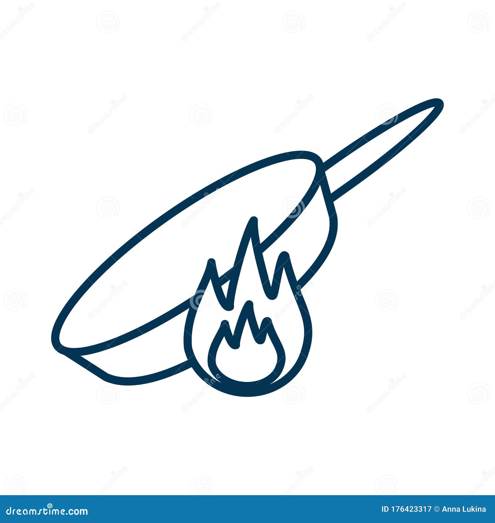 Icon of a Burning Hot Pan with a Handle Along with Fire. the Flame at ...