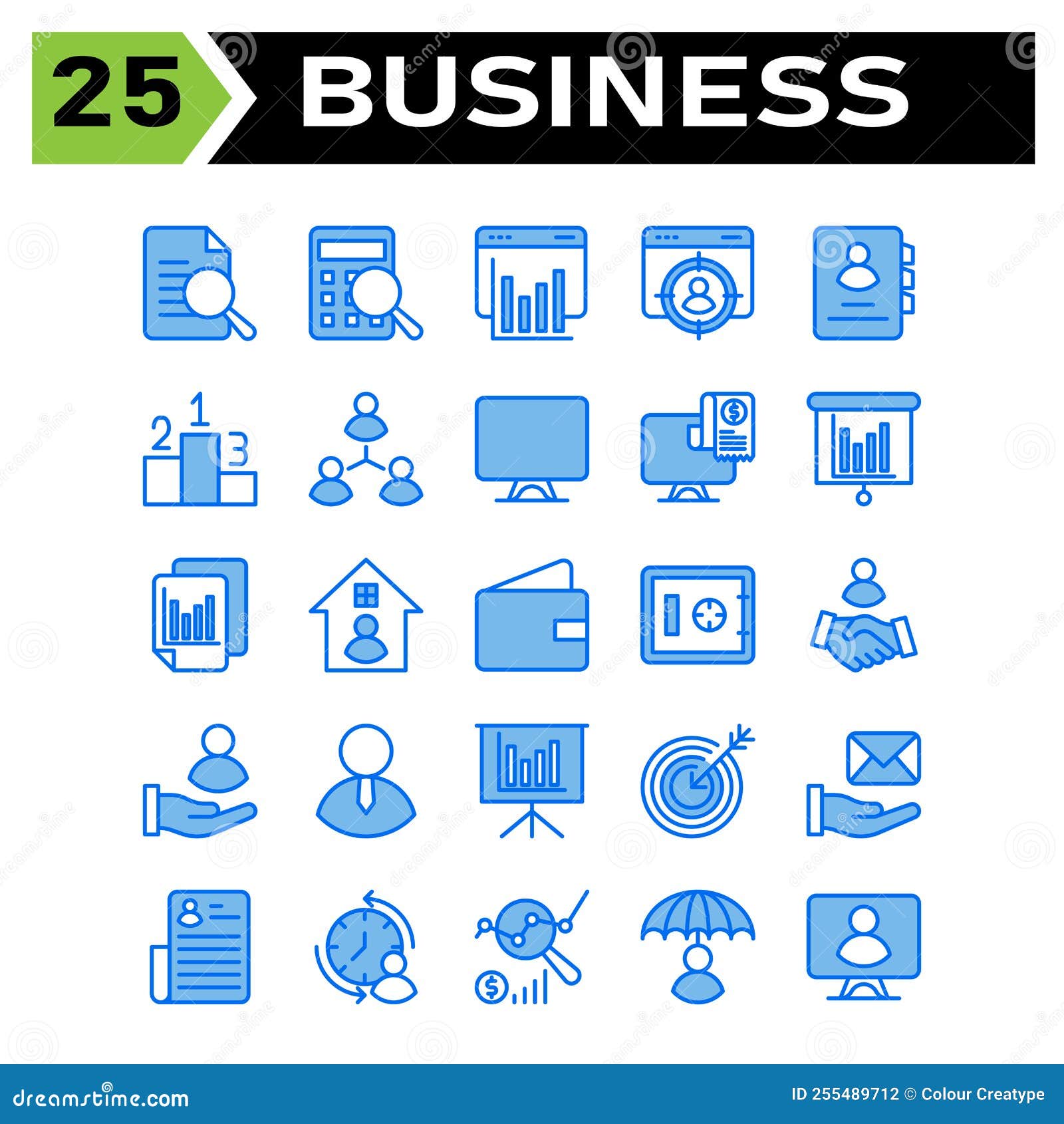 Office Business Icon Set Include Document, Search, Verified, Research ...