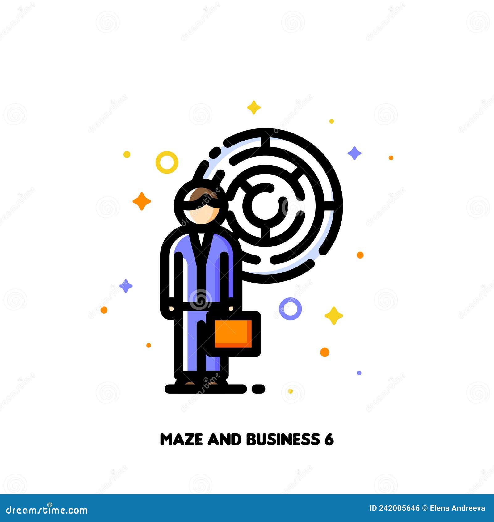 Icon of Businessman with Briefcase and Maze for Business Problem ...