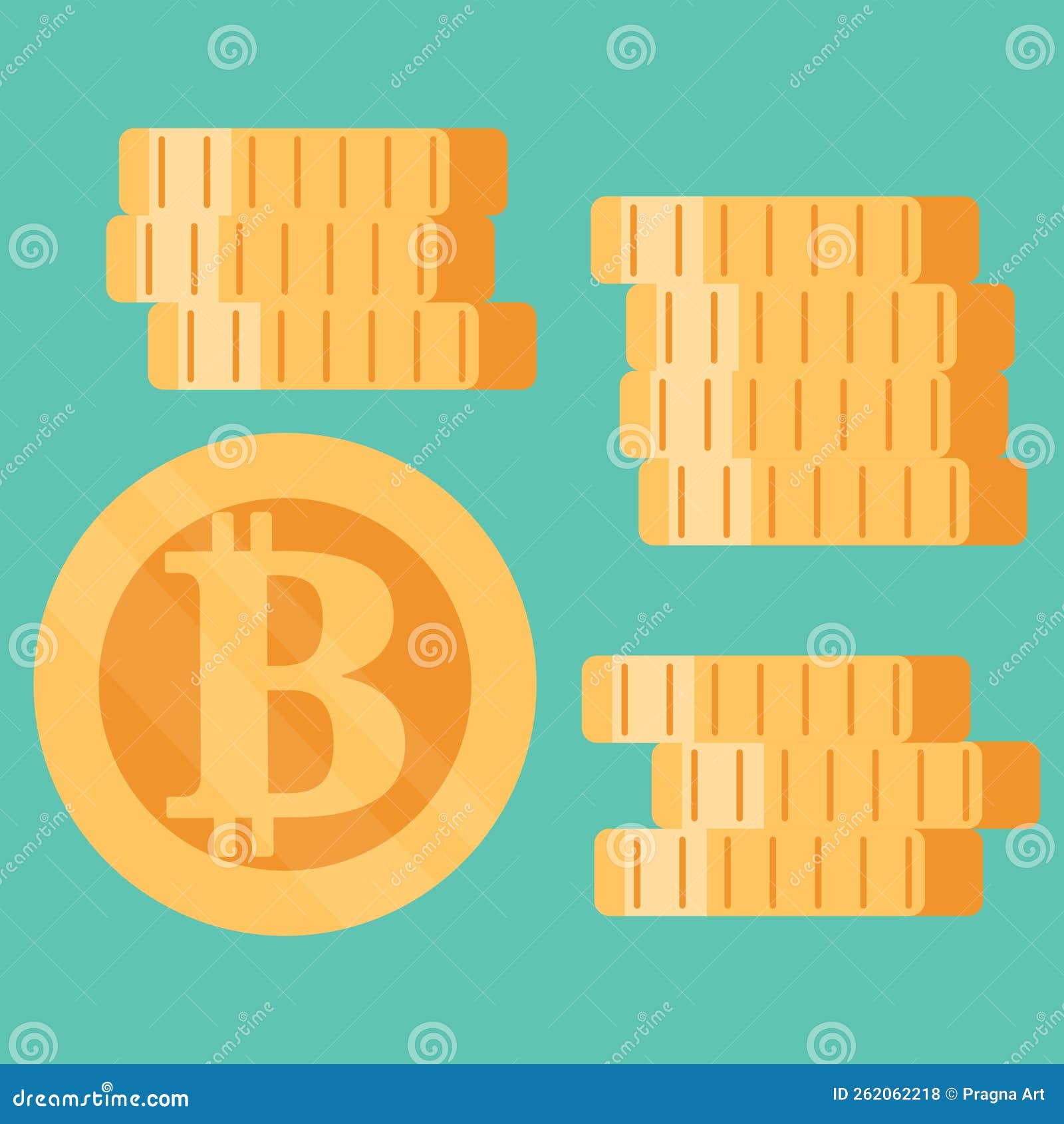 Icon, Button, Sticker with a Stack of Bitcoin Coins and a Separate ...