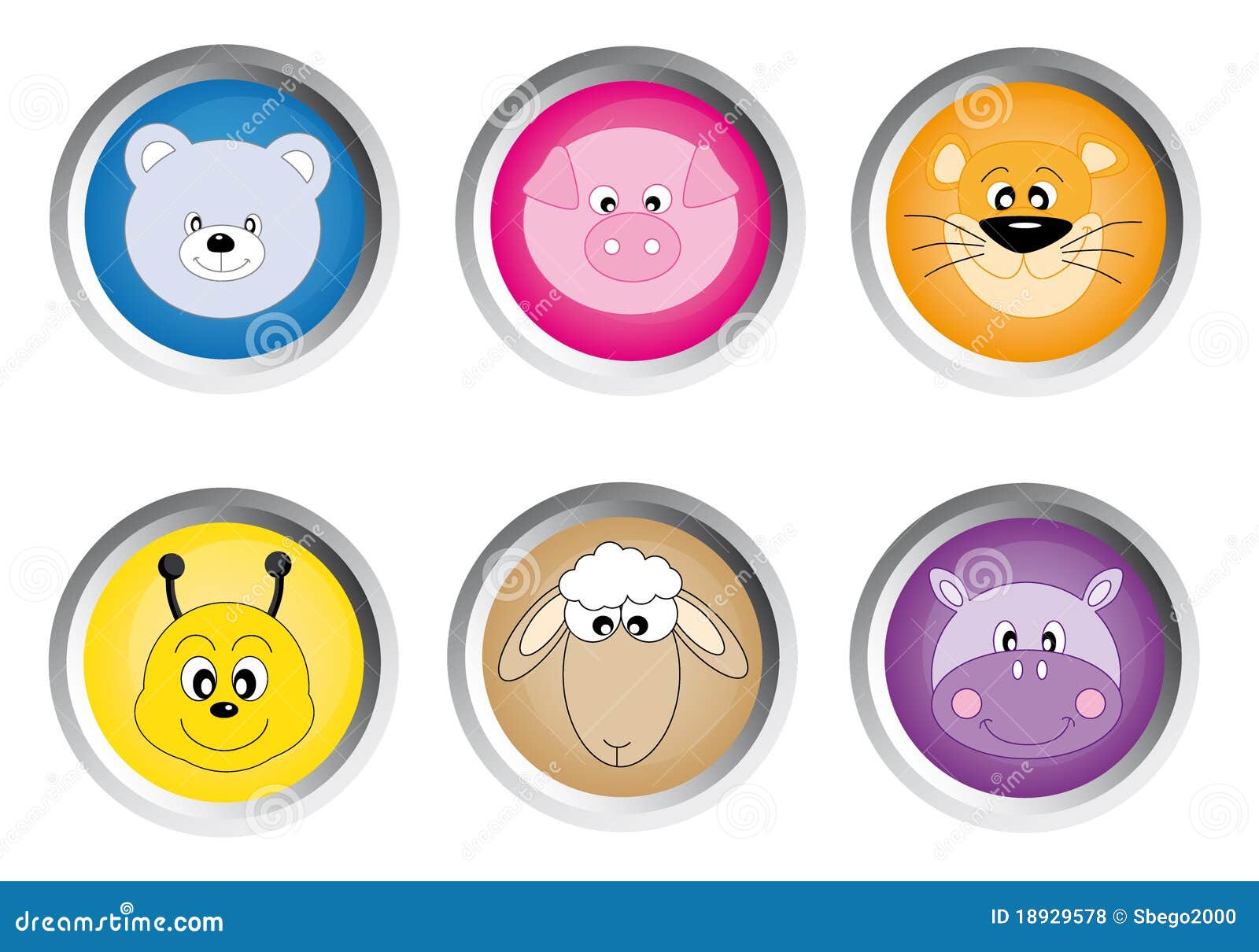 Set Buttons - 54_A. Animals Vector Illustration | CartoonDealer.com ...