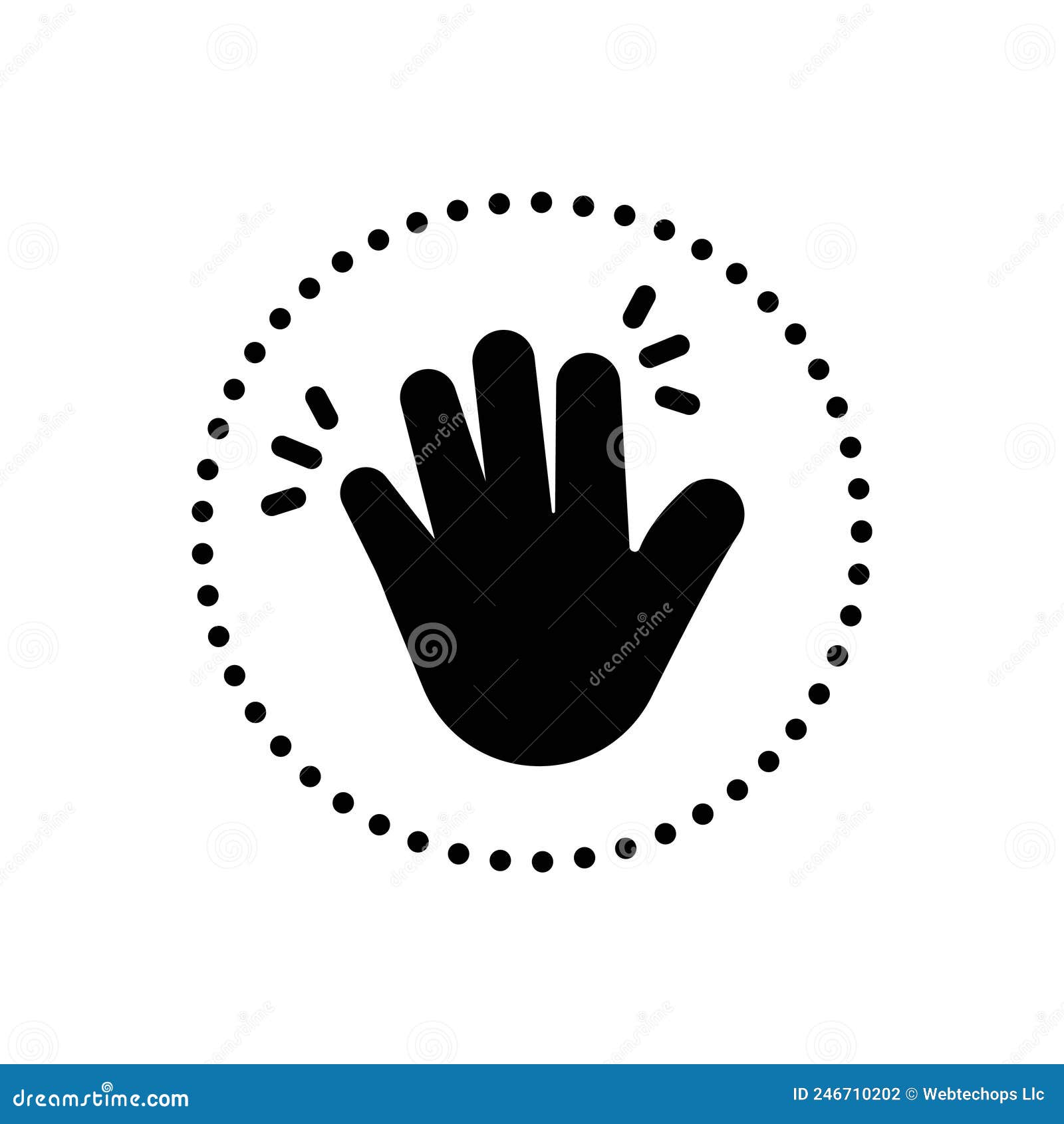 Black Solid Icon for Bye, Hand and Waving Stock Vector - Illustration ...