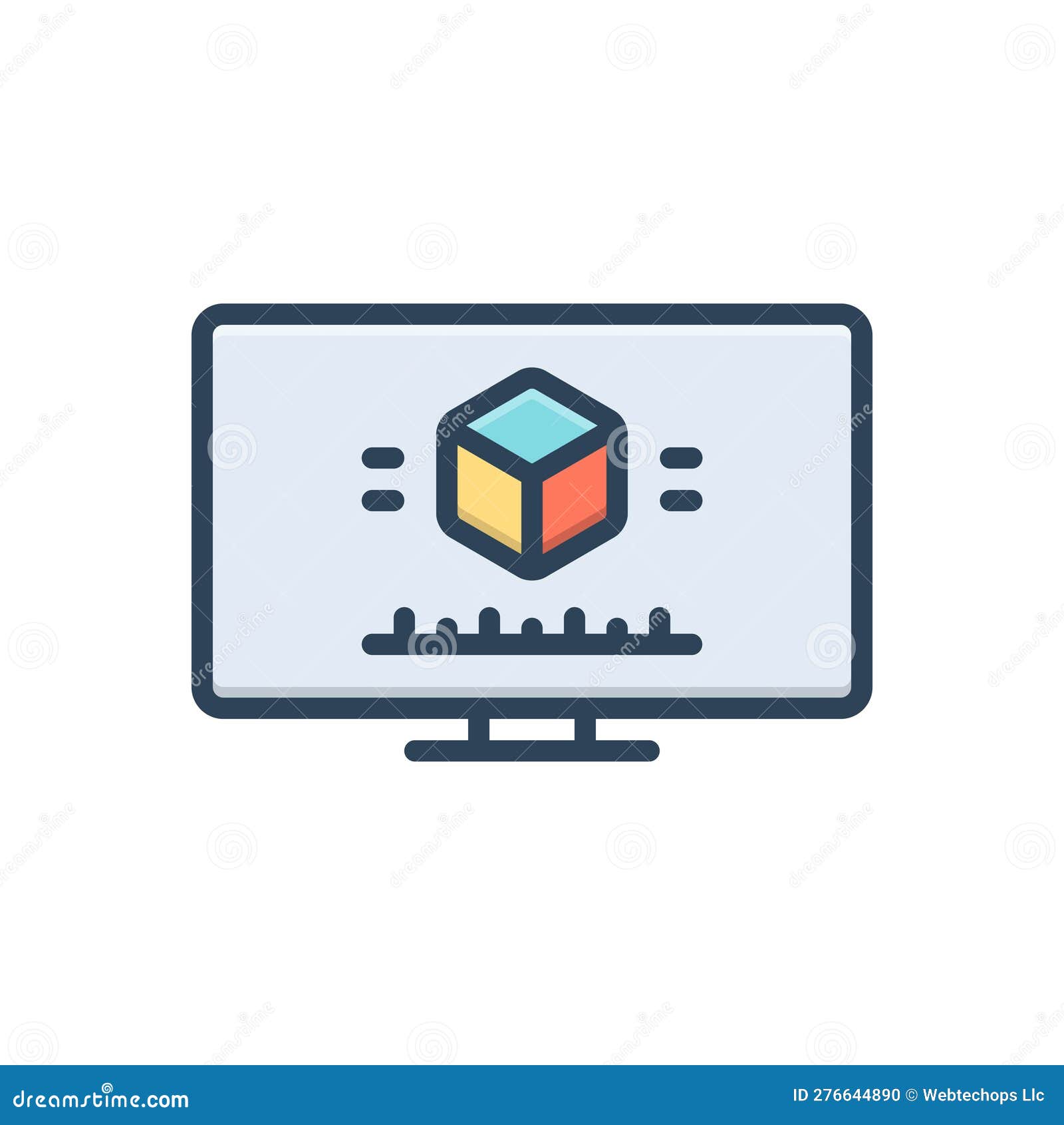 Color Illustration Icon for Cad, Computer and Cube Stock Illustration ...