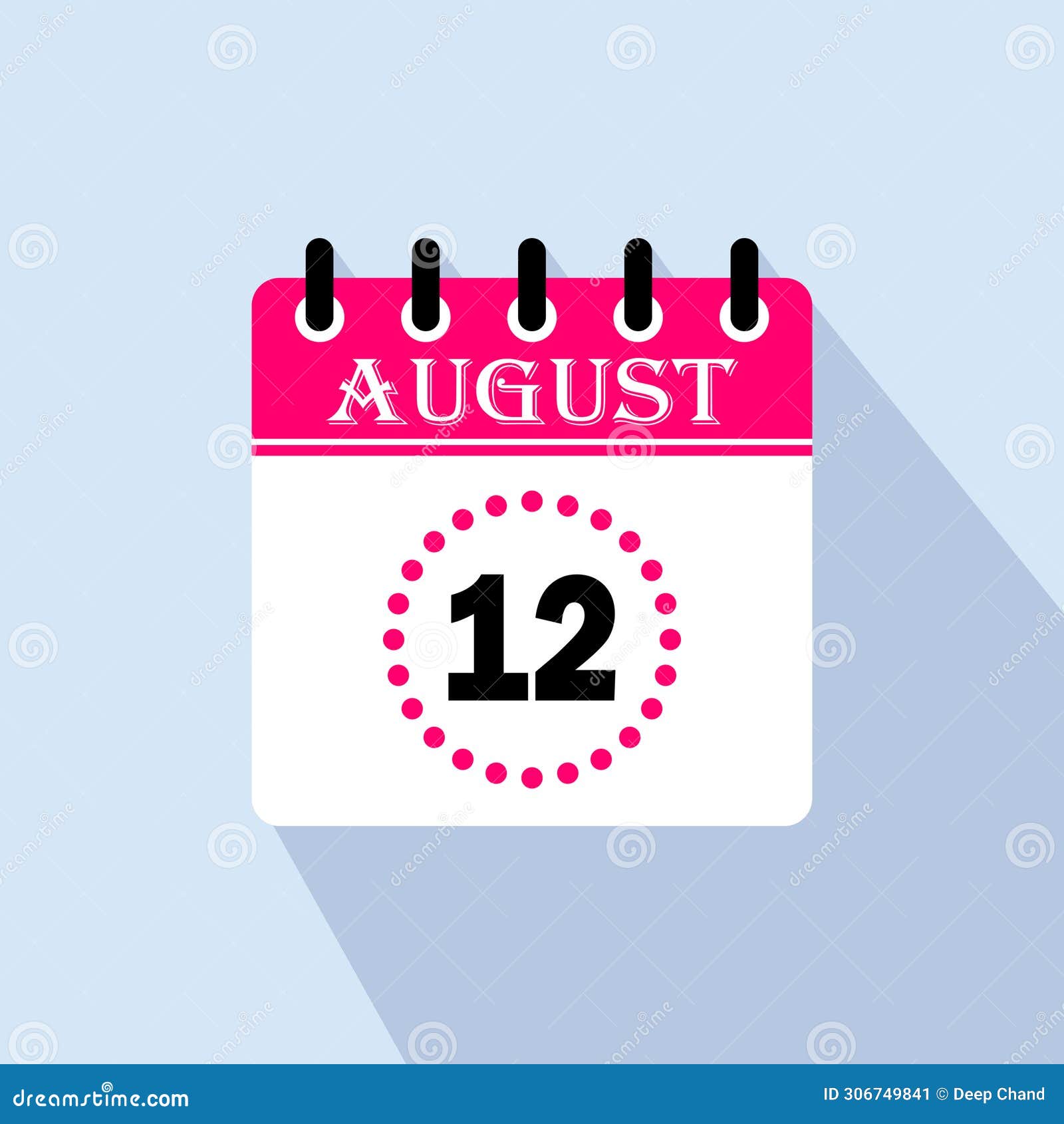 Icon Calendar Day - 12 August Stock Vector - Illustration of flat ...