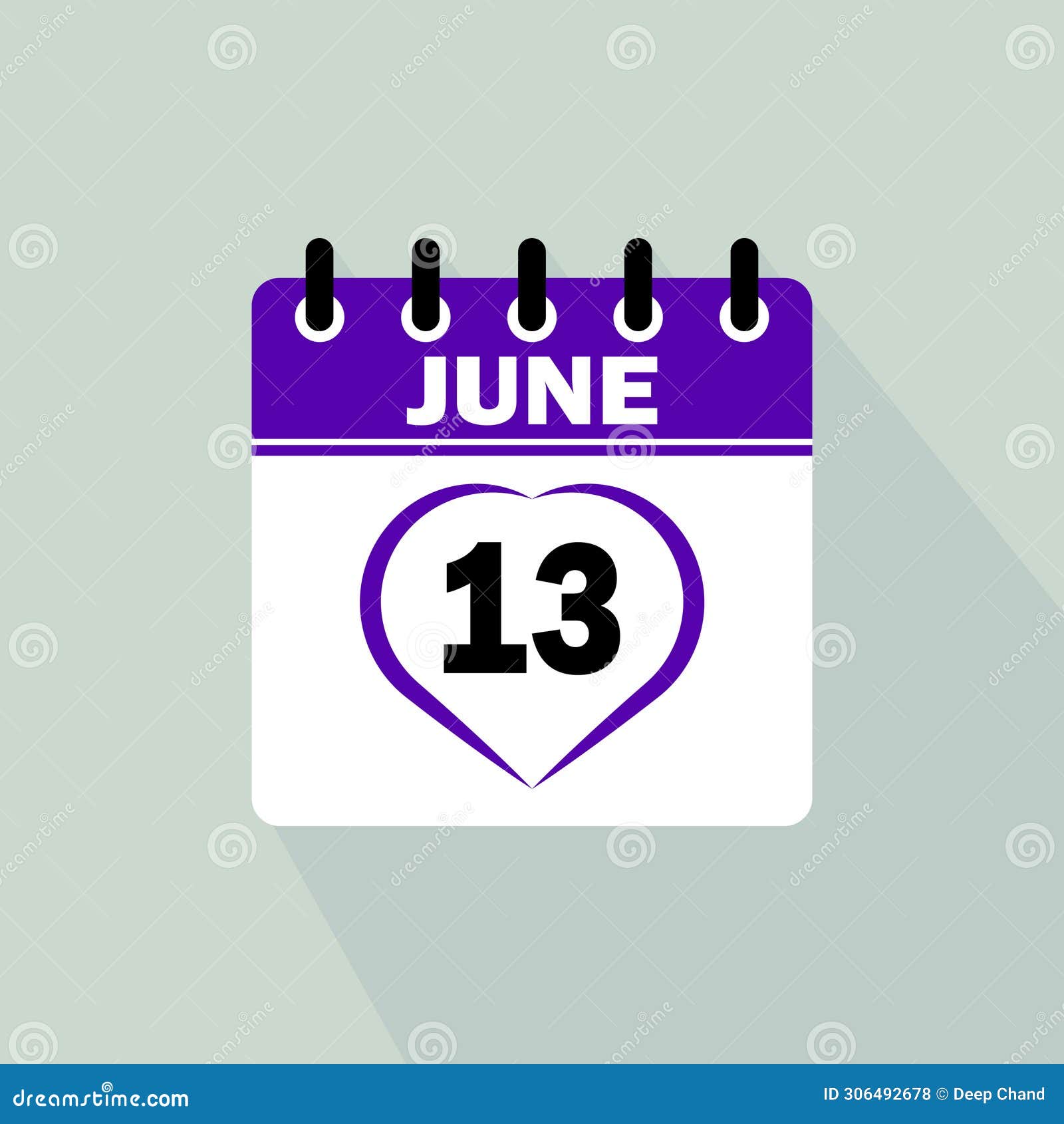 Icon Calendar Day - 13 June Stock Vector - Illustration of page, plan ...