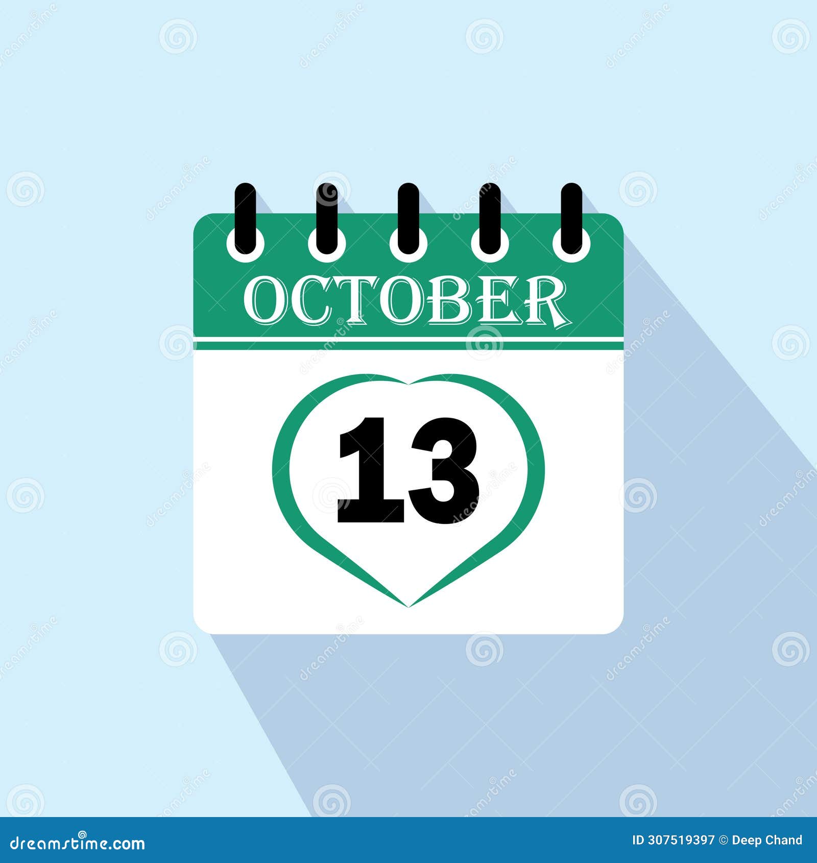 Icon Calendar Day - 13 October Stock Vector - Illustration of flat ...