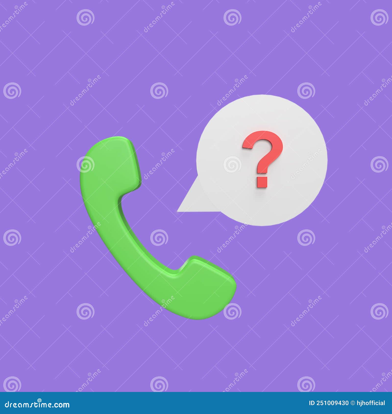 Icon Call and Question Mark 3d Icon Model Cartoon Style Concept. Render ...