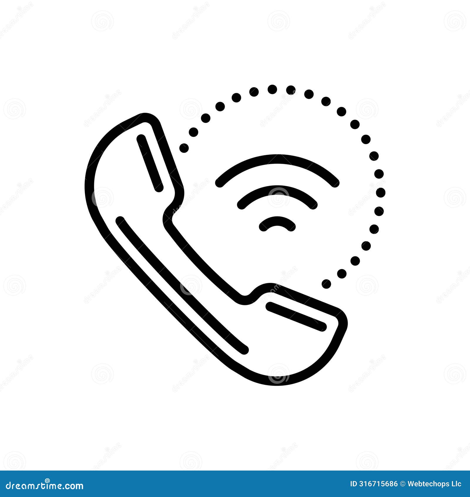 Black Line Icon for Call, Telephone and Phone Stock Vector ...