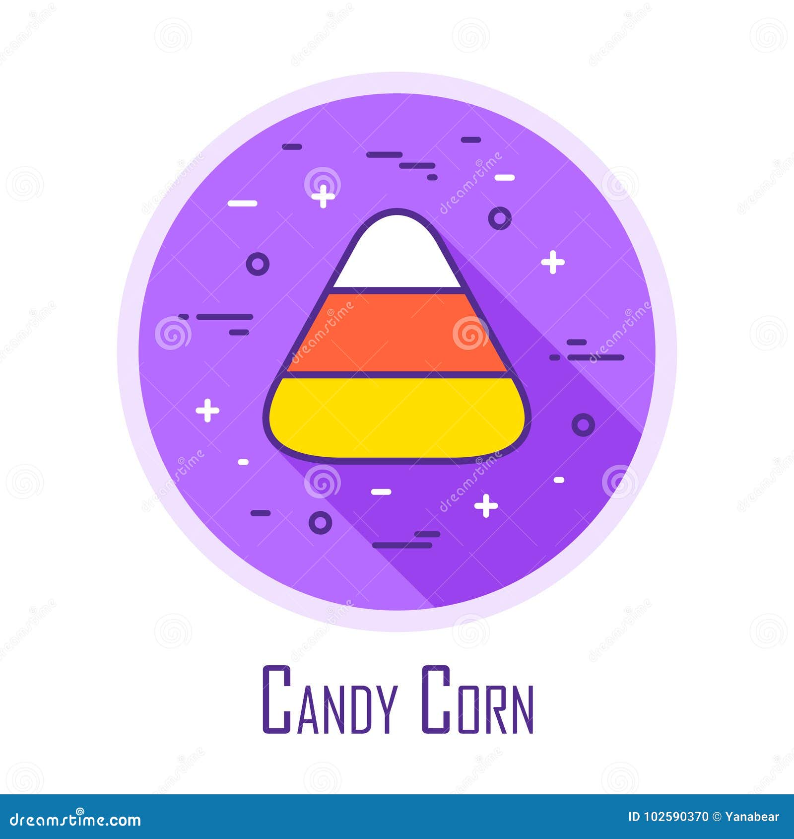 Icon with Candy Corn in a Coloured Circle. Thin Line Flat Design Stock ...