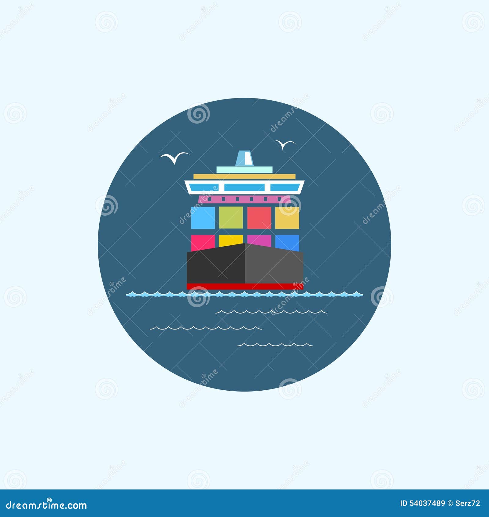 Icon cargo container ship stock vector. Illustration of barge - 54037489