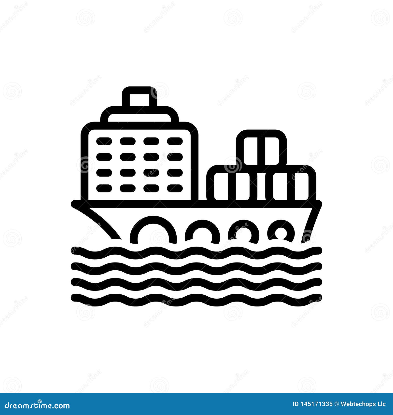 Black Line Icon for Cargo Ship, Container and Transport Stock Vector ...