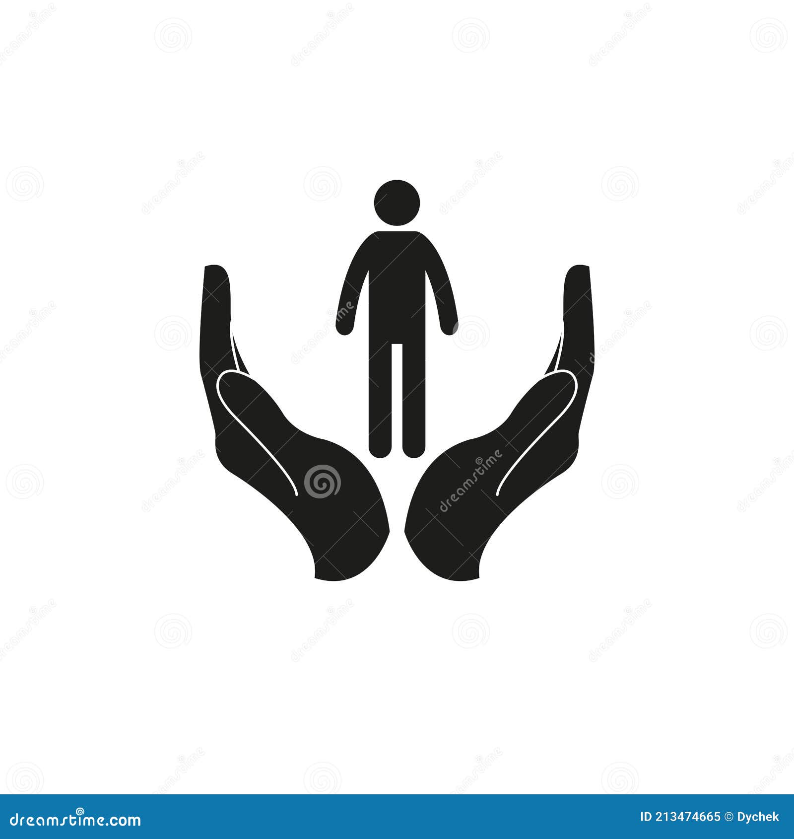 Icon of Caring for a Person. Hands Protect the Figure of a Person Stock ...