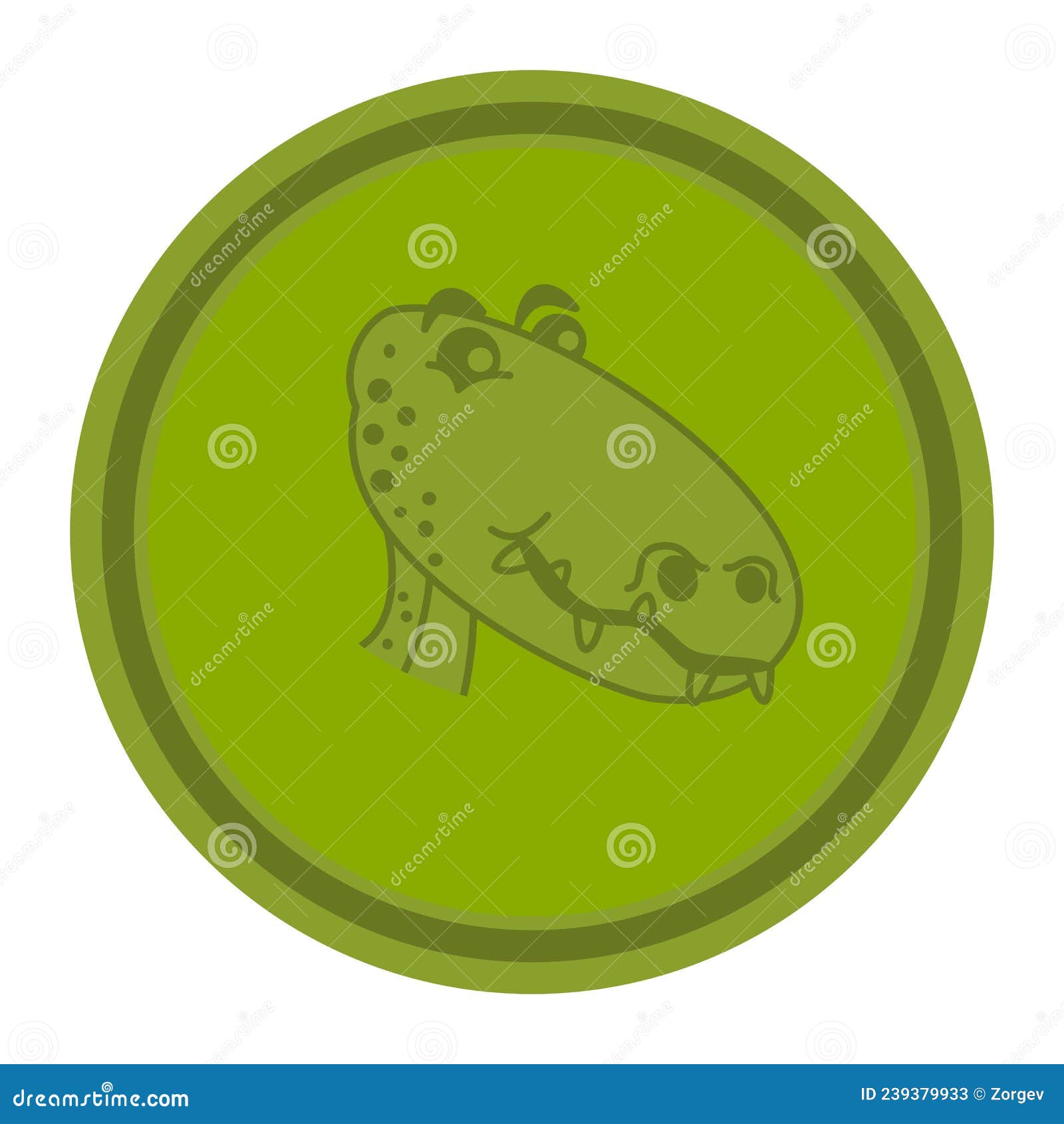 Icon with Carnivorous Dinosaur Head with Big Teeth on Green Background ...