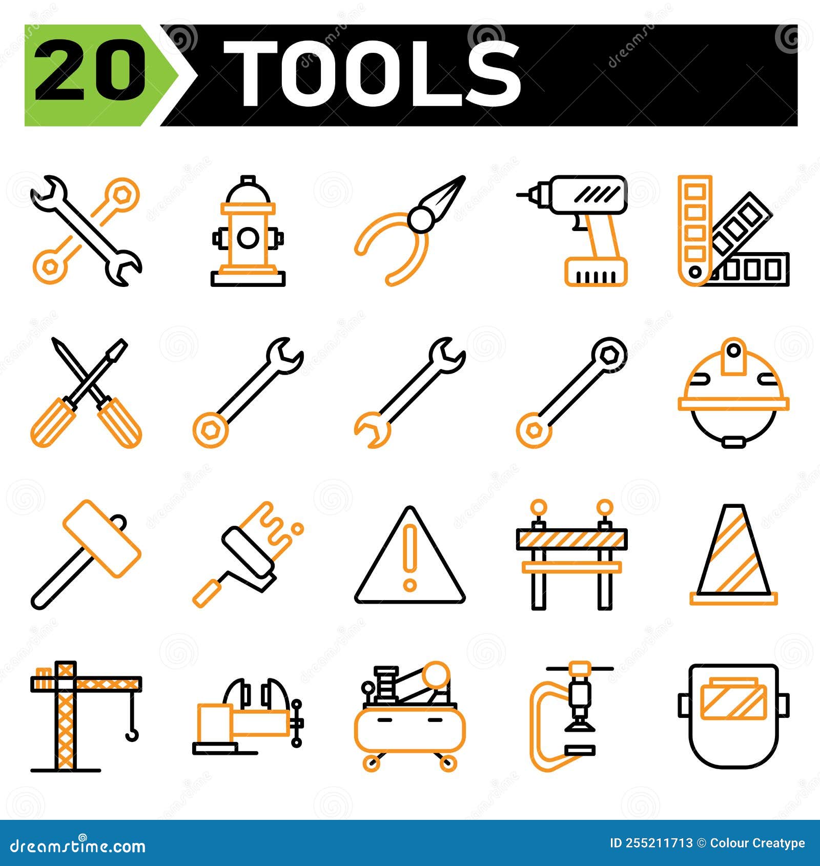 Tools Construction Icon Set Include Wrench, Tools, Spanner, Contraction ...