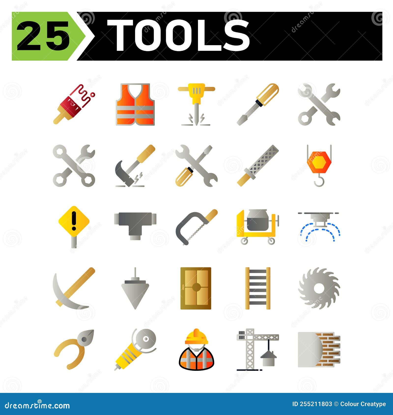 Tools Construction Icon Set Include Brush, Paint, Painting, Wall ...