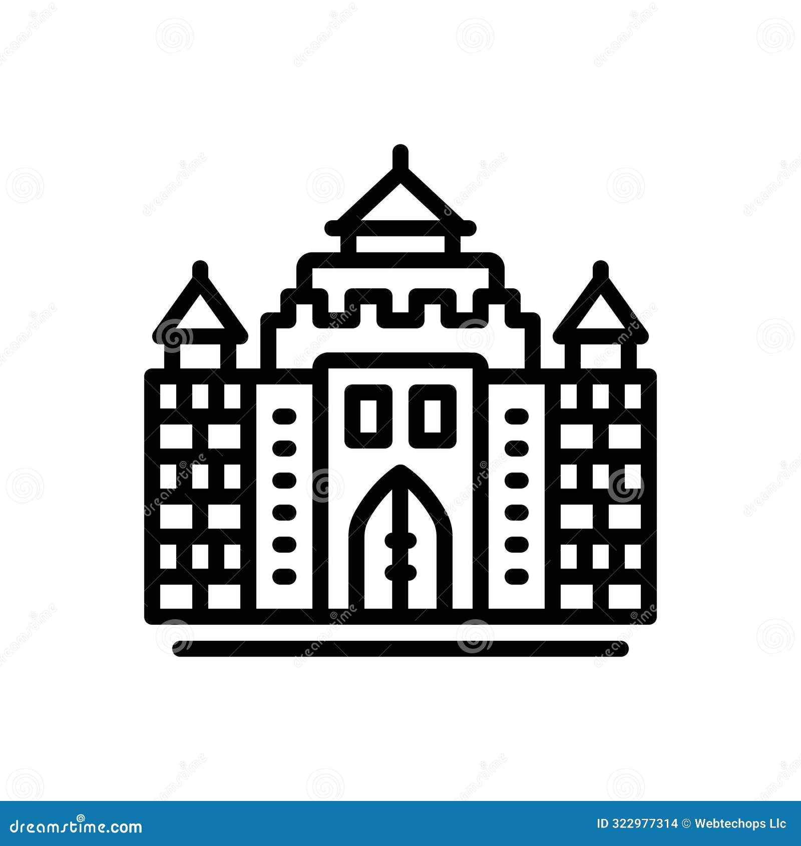 Black Line Icon for Castle, Chateau and Building Stock Vector ...
