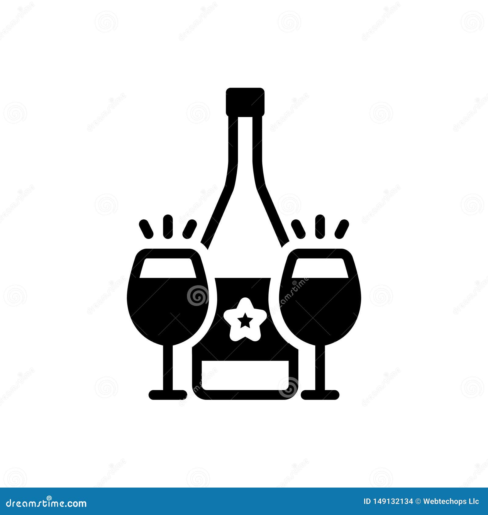 Black Solid Icon for Cava, Wine and Bottle Stock Vector - Illustration ...