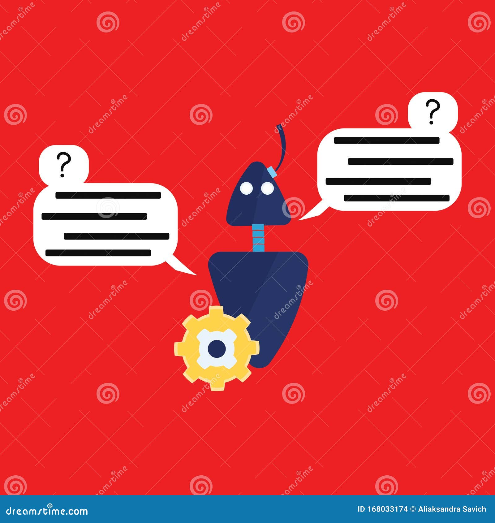 Chat Bot Icon on Red Background, Communication, Web Stock Vector ...