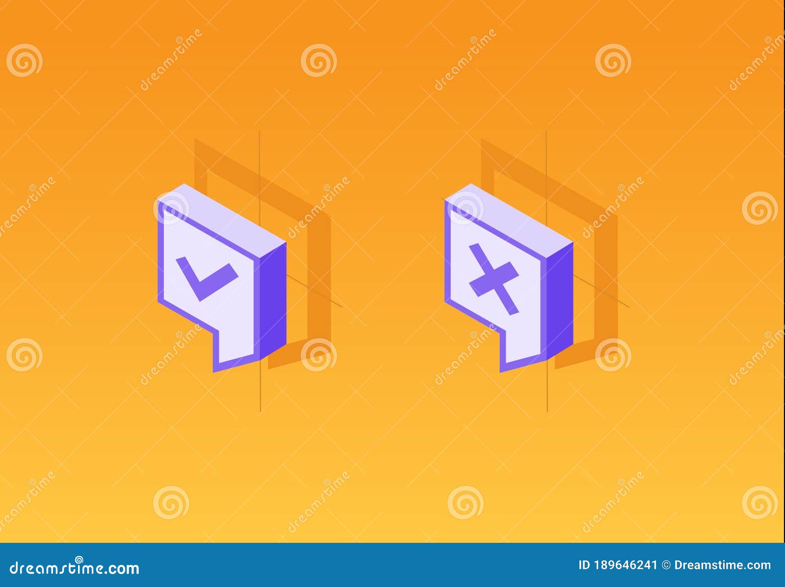 Check Mark, Isometric Flat Design Infographic on Colored Background ...