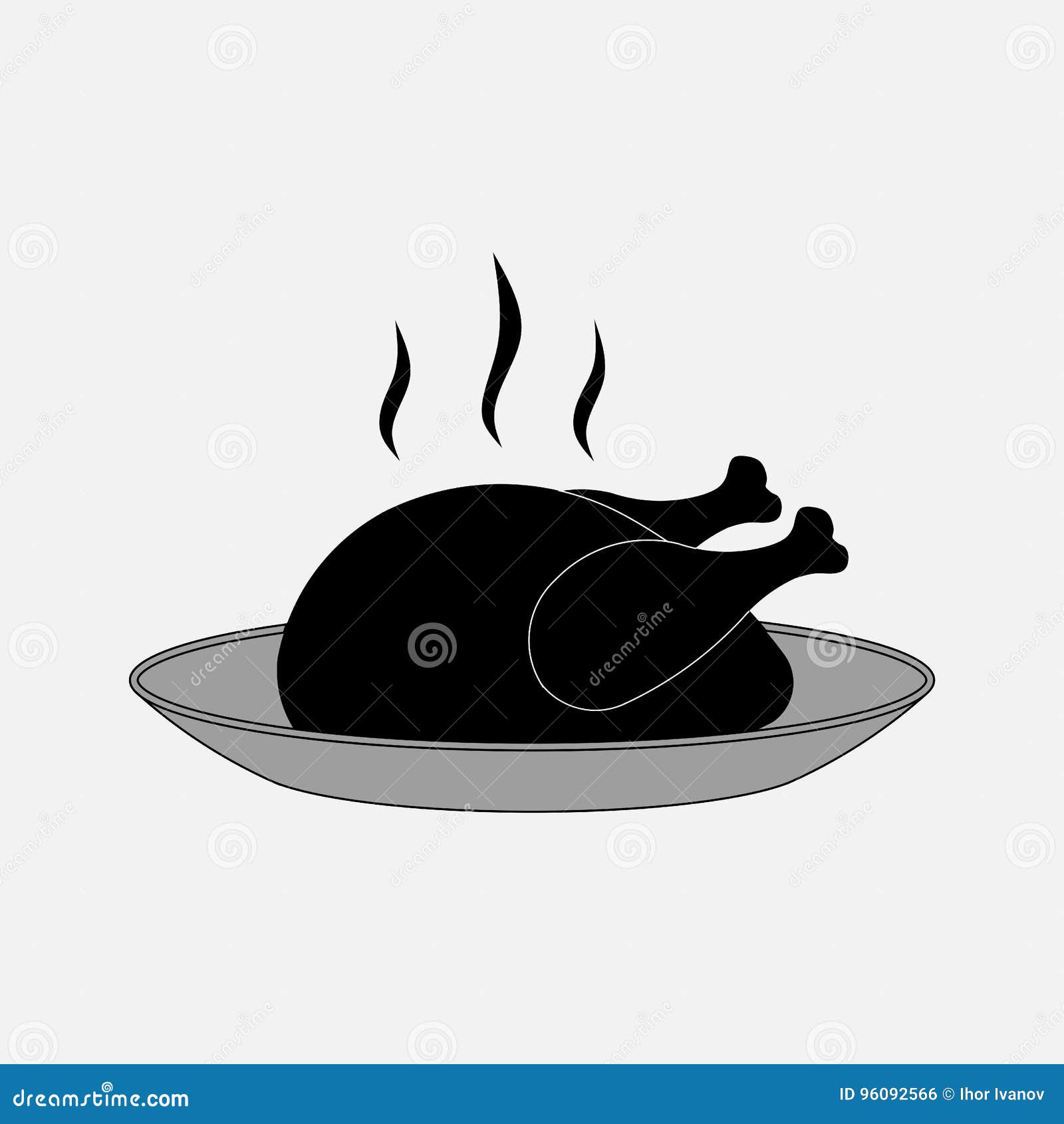 Icon Chicken Plate, Cooked Poultry Stock Illustration - Illustration of ...