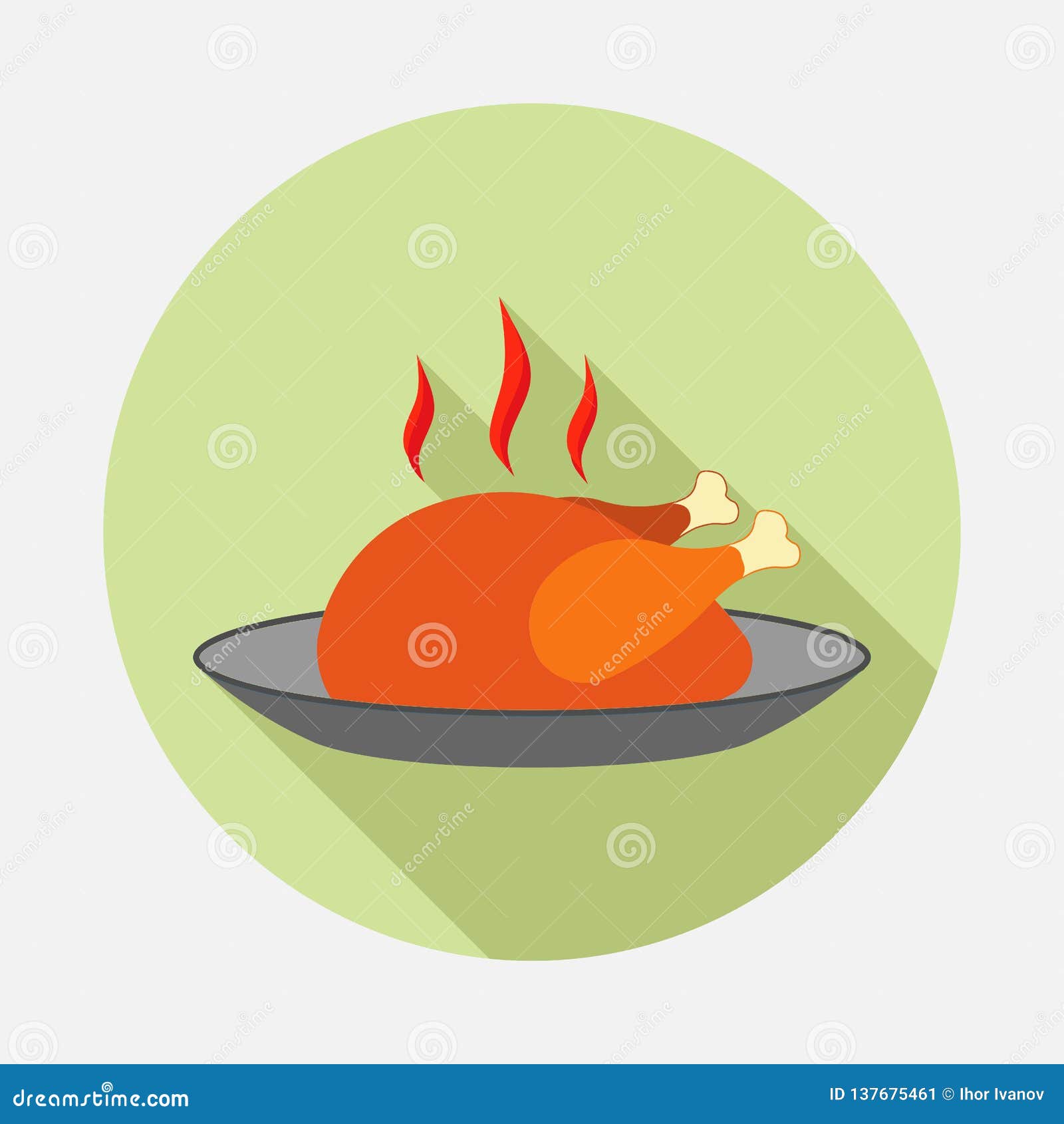 Icon Chicken Plate, Flet Design, Cooked Poultry Stock Illustration ...