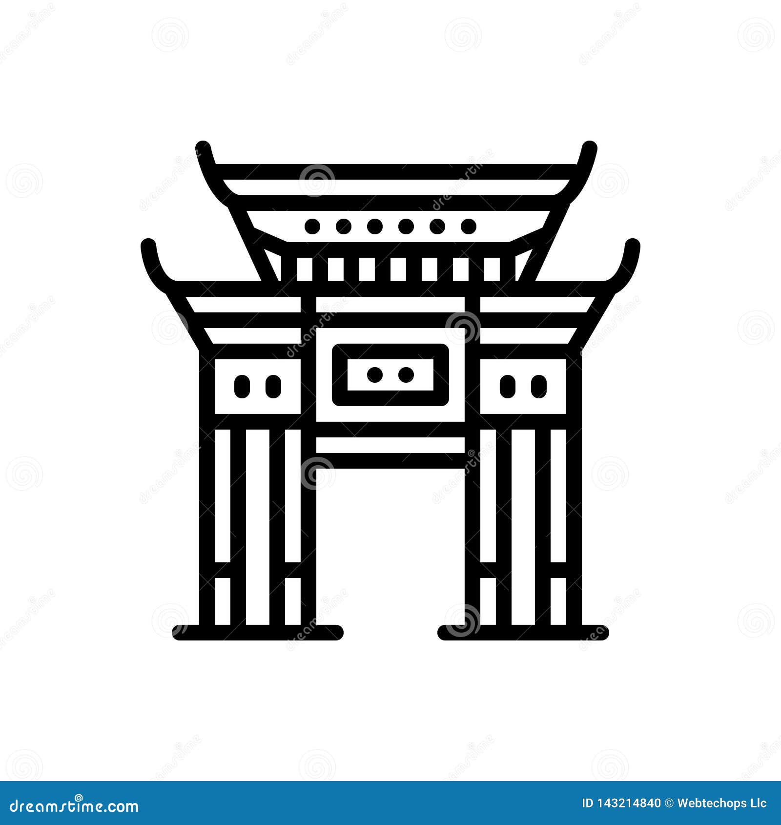 Black Line Icon for Chinatown, China and Building Stock Vector ...