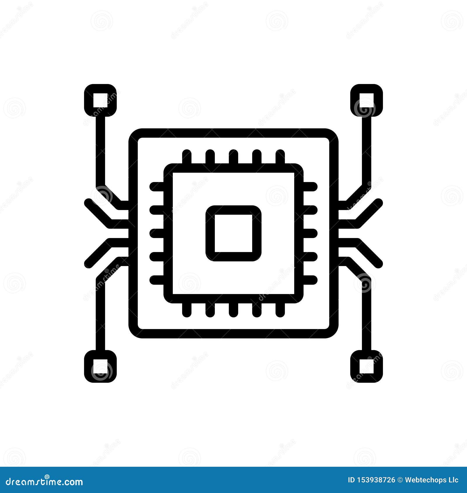 Black Line Icon for Chip, Circuit and Semductor Stock Vector ...