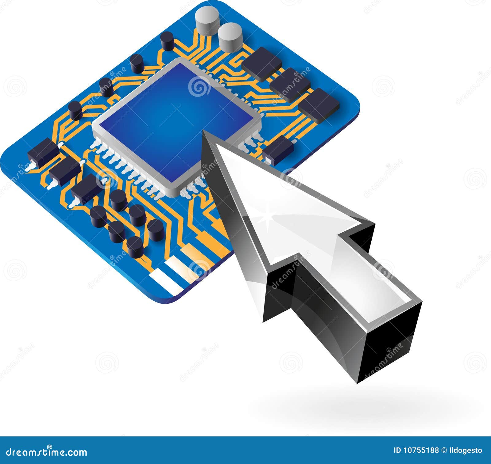 Icon of Chipset and Pointer Stock Vector - Illustration of arrow ...