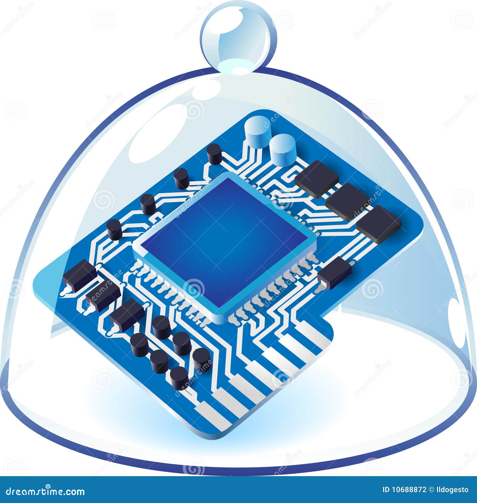 Icon of Chipset Under Bell-glass Stock Vector - Illustration of ...