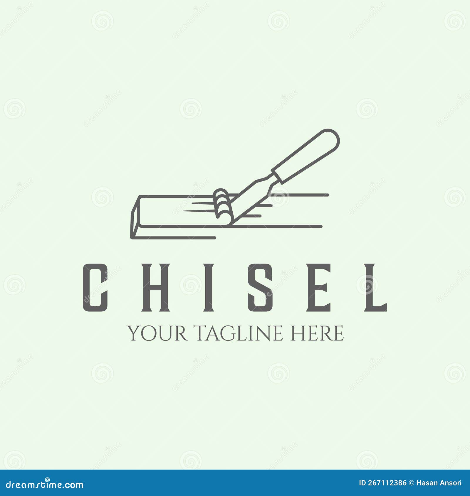 Icon Chisel Logo Line Art Symbol Minimalist Design Stock Vector ...