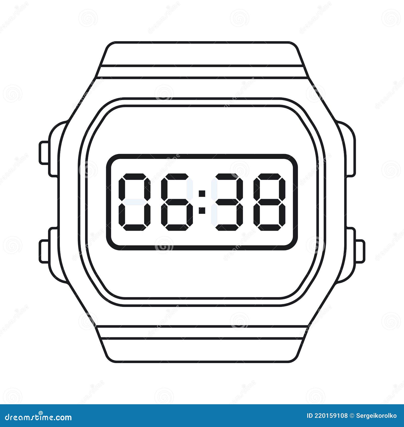 Icon of Classic Wrist Electronic Watch in Retro Style. Vector ...