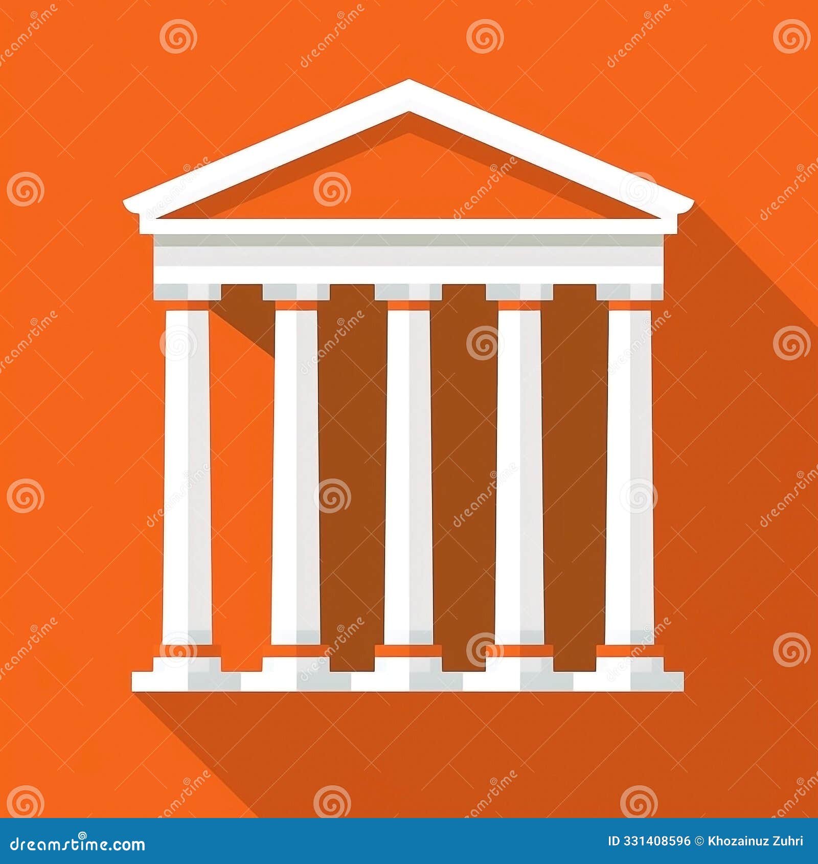 Icon of Classical Bank Building with Columns on Orange Background Stock ...