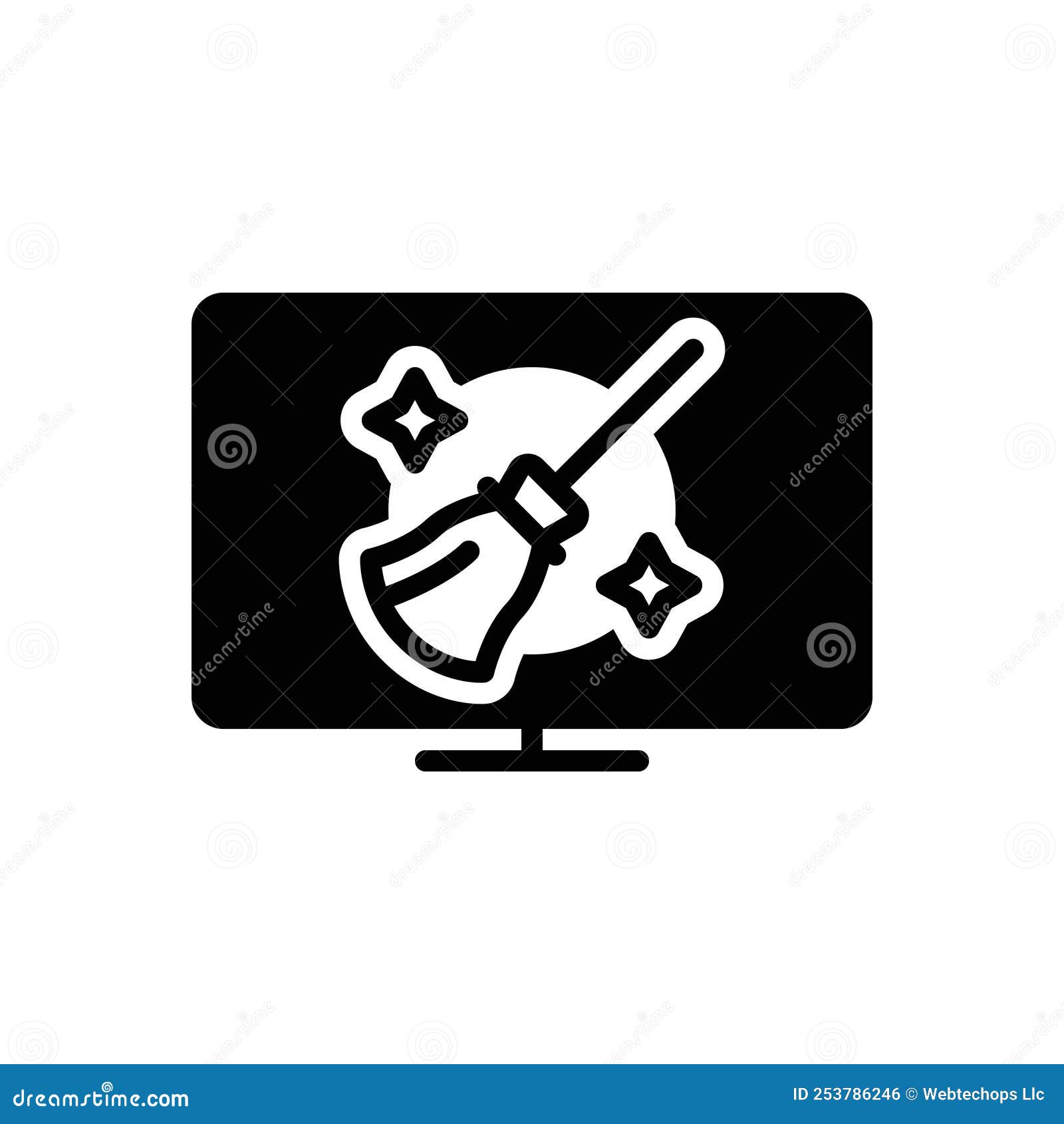 Black Solid Icon for Cleanup, Clean and Computer Stock Illustration ...