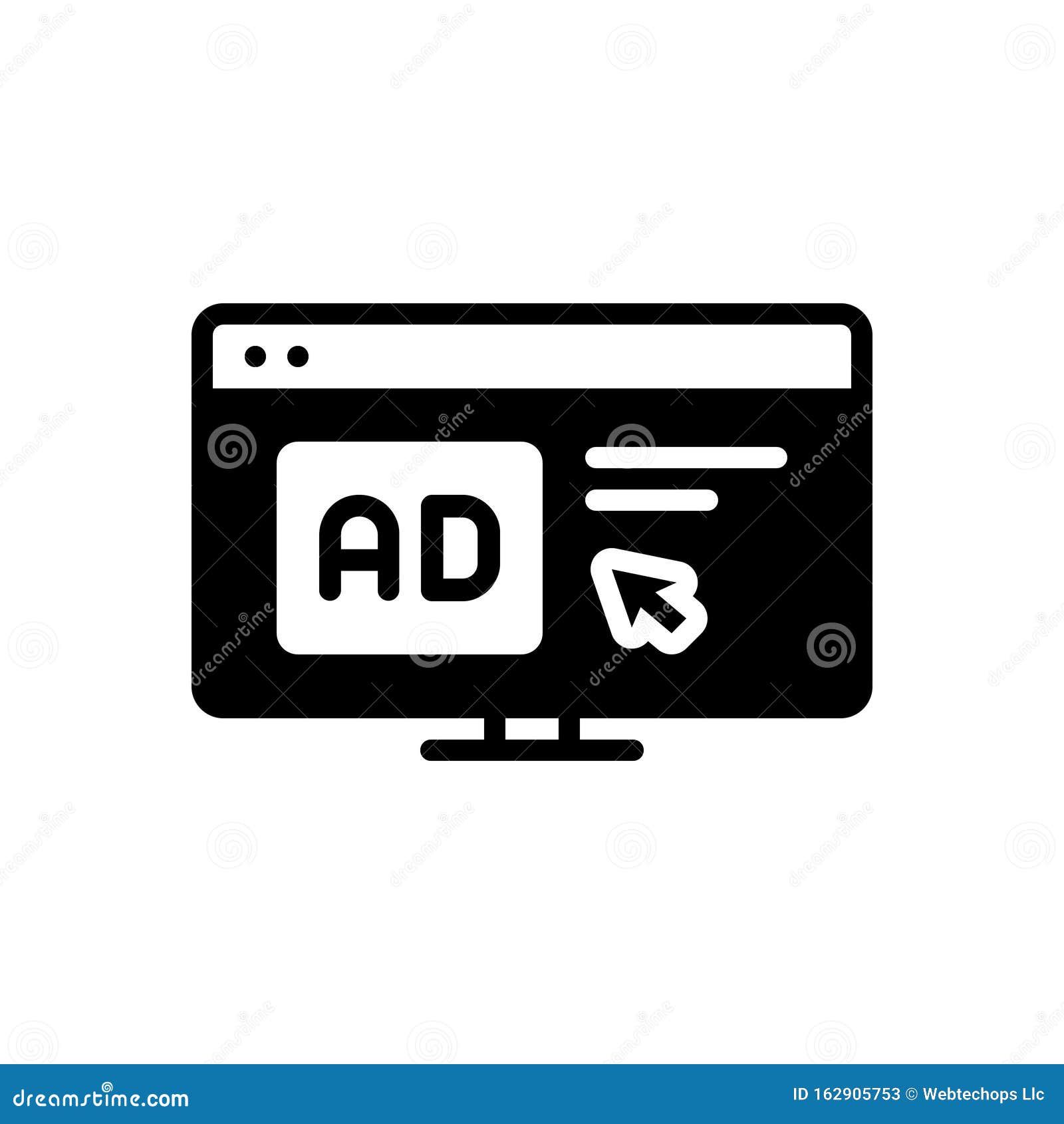 Black Solid Icon for Click Ad, Computer and Mouse Stock Vector ...