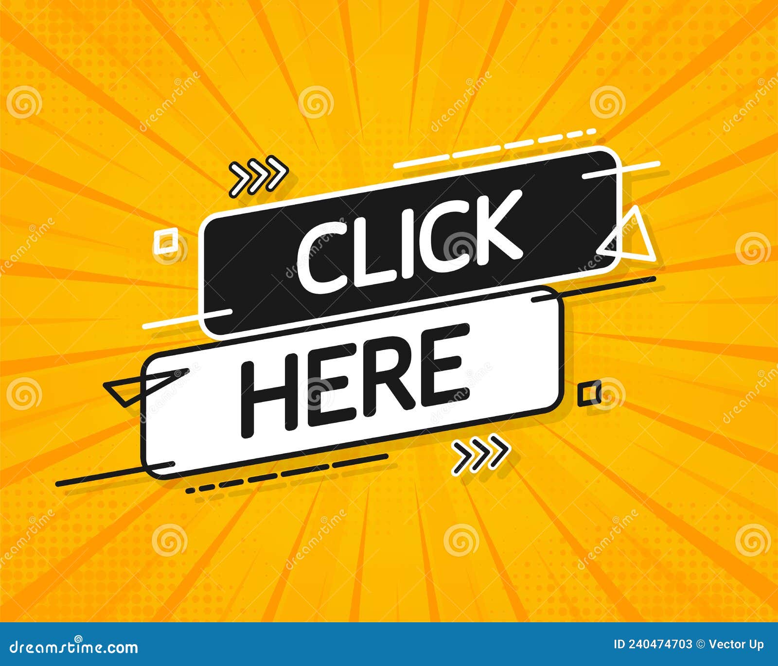 Icon with Click Here Banner for Web Marketing Design. Flat Deign ...