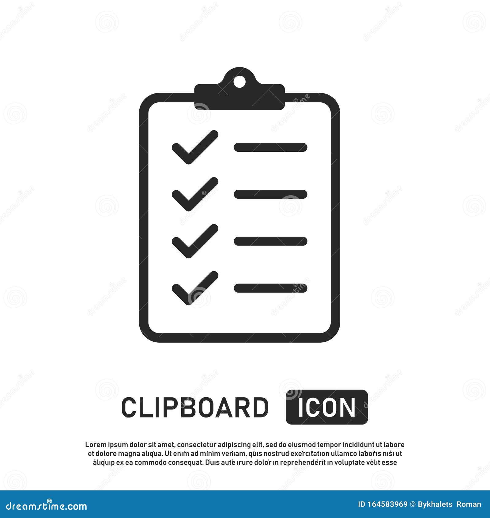 Icon Clipboard Checklist or Document with Checkmark with Text in Flat ... Icon Clipboard Checklist or Document with Checkmark with Text in Flat ...