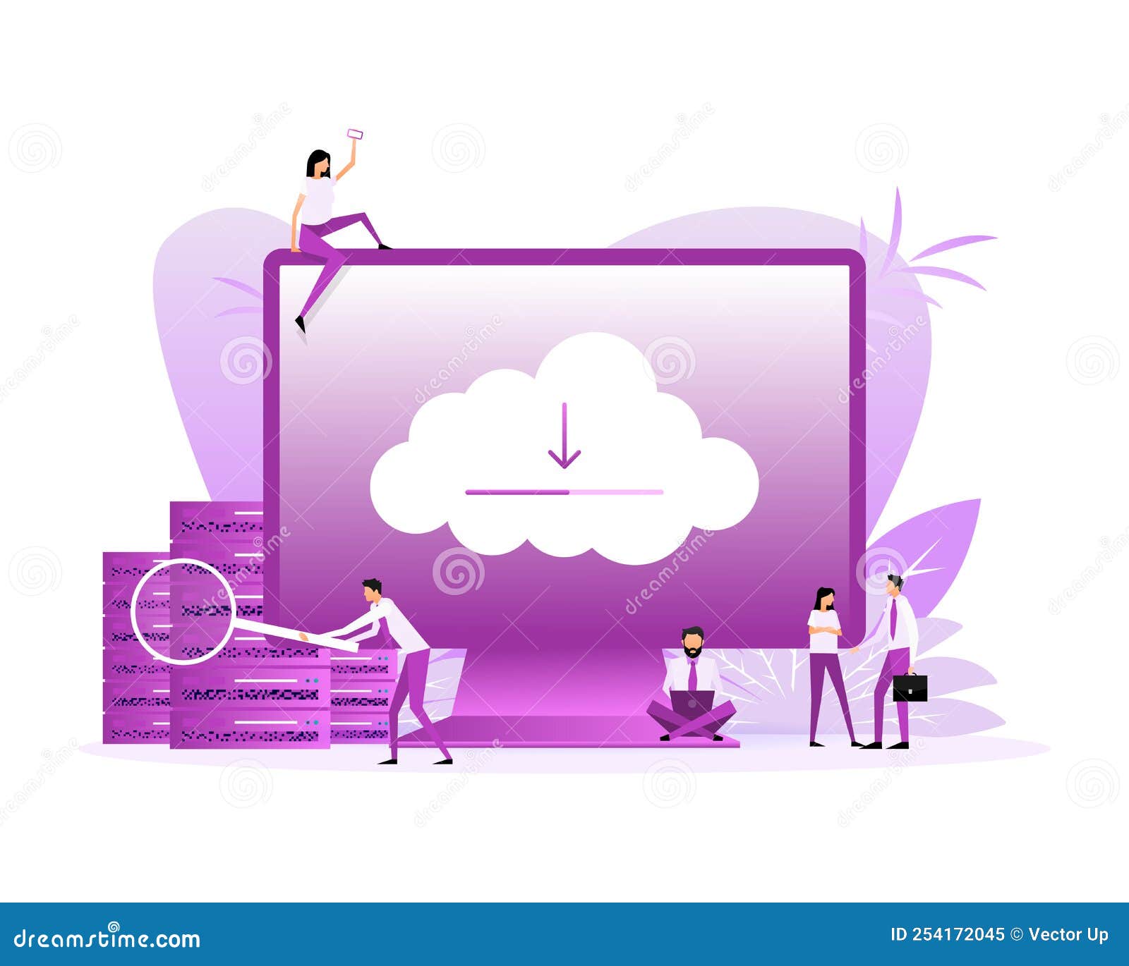 Icon with Cloud Download People. File Management Stock Vector ...