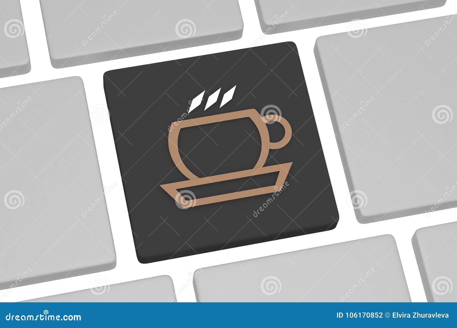 The Icon of Coffee on the Keyboard on White Background Stock ...