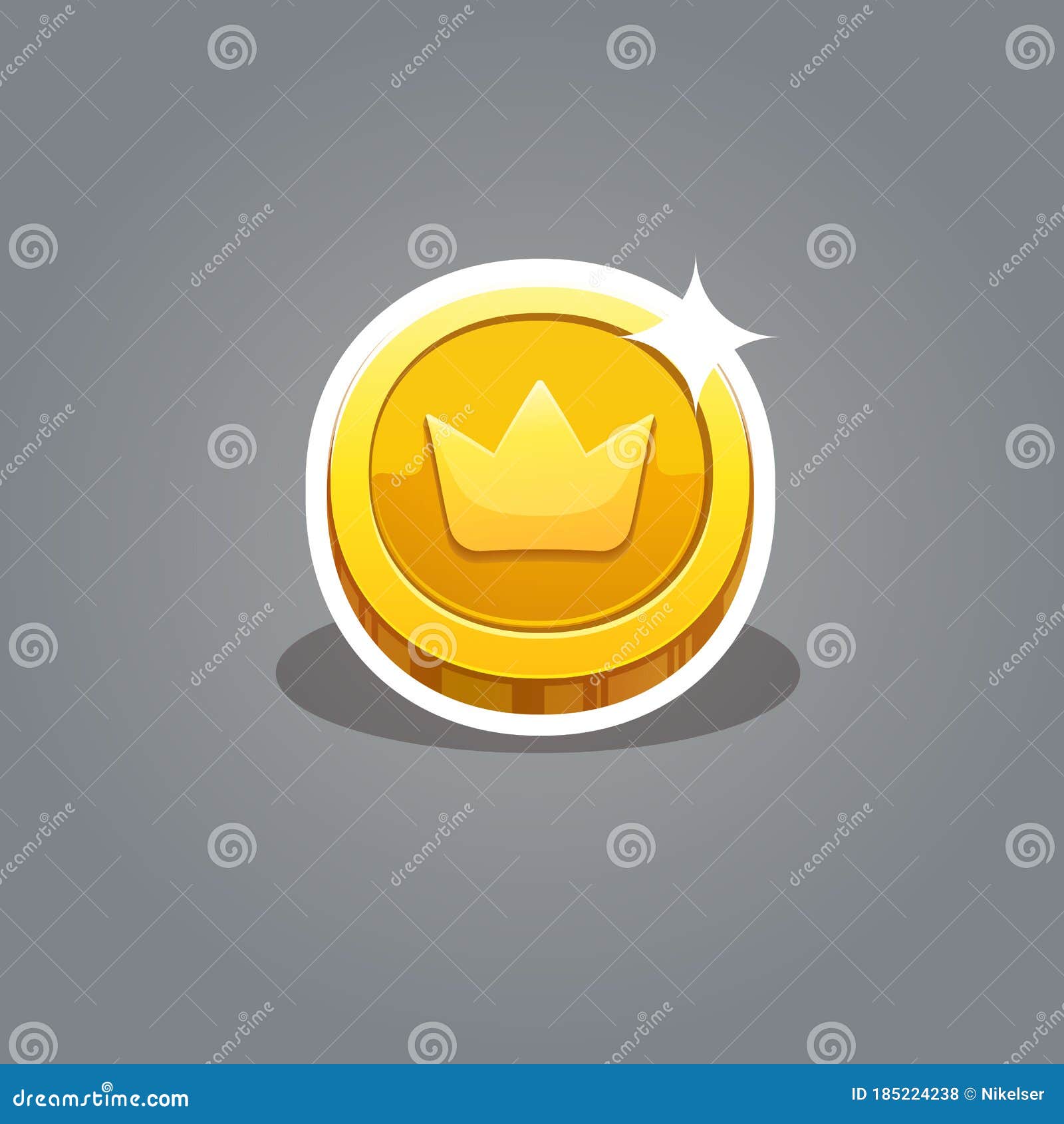 Icon Coin for the Game Interface. Receiving the Cartoon Treasure ...